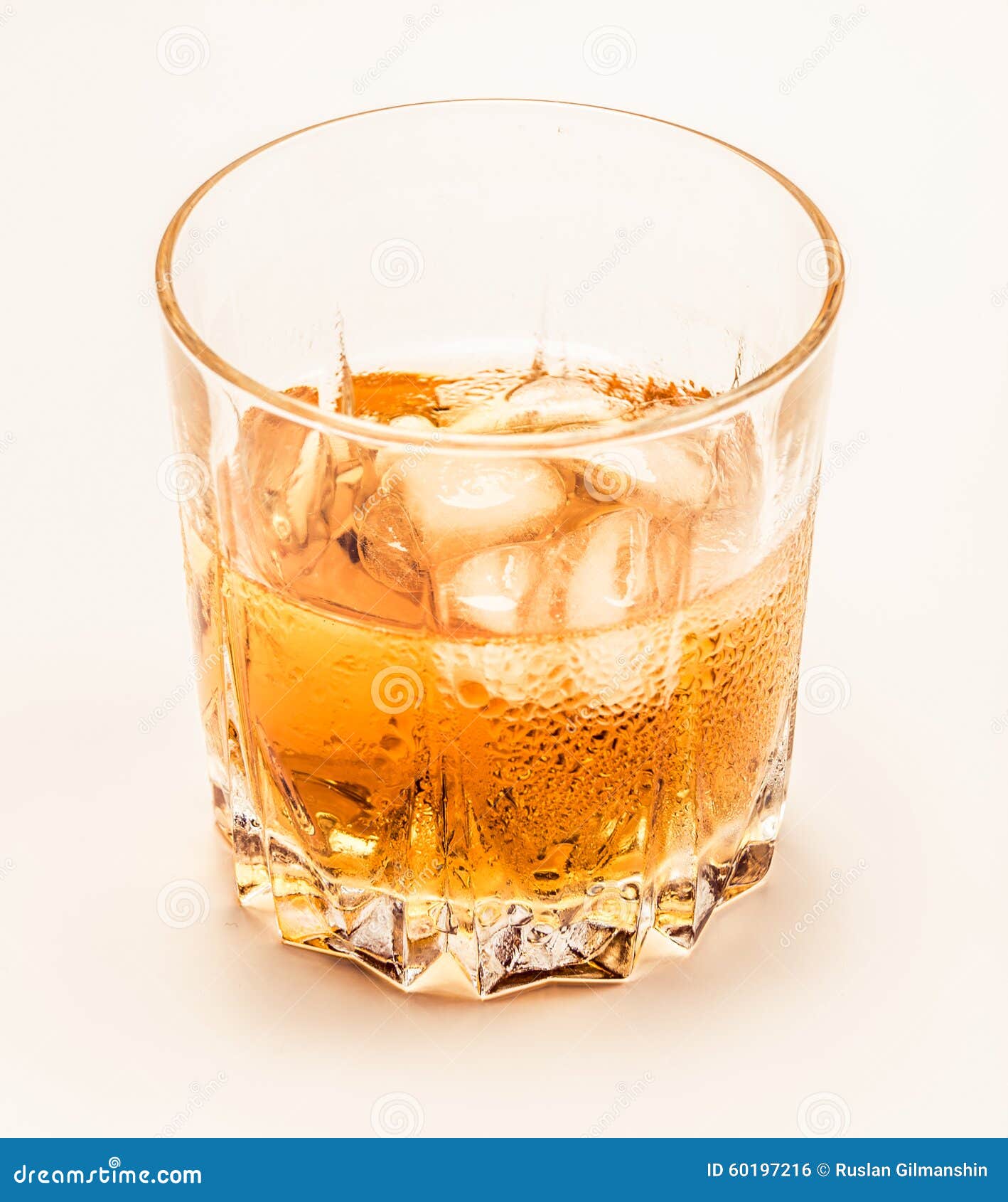 Glass of Cold Whiskey on White Stock Photo - Image of beverage, golden ...