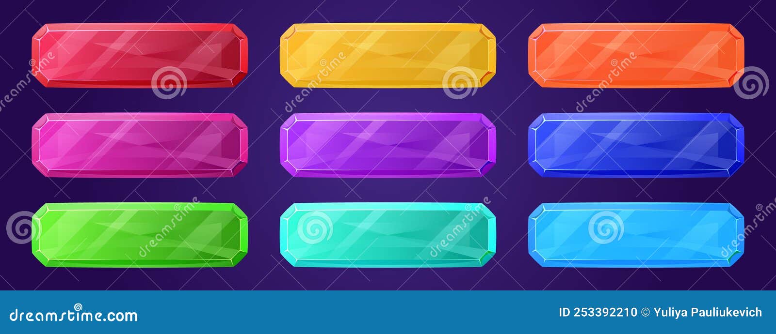 Glass Color Rectangular Buttons for Game Stock Illustration ...