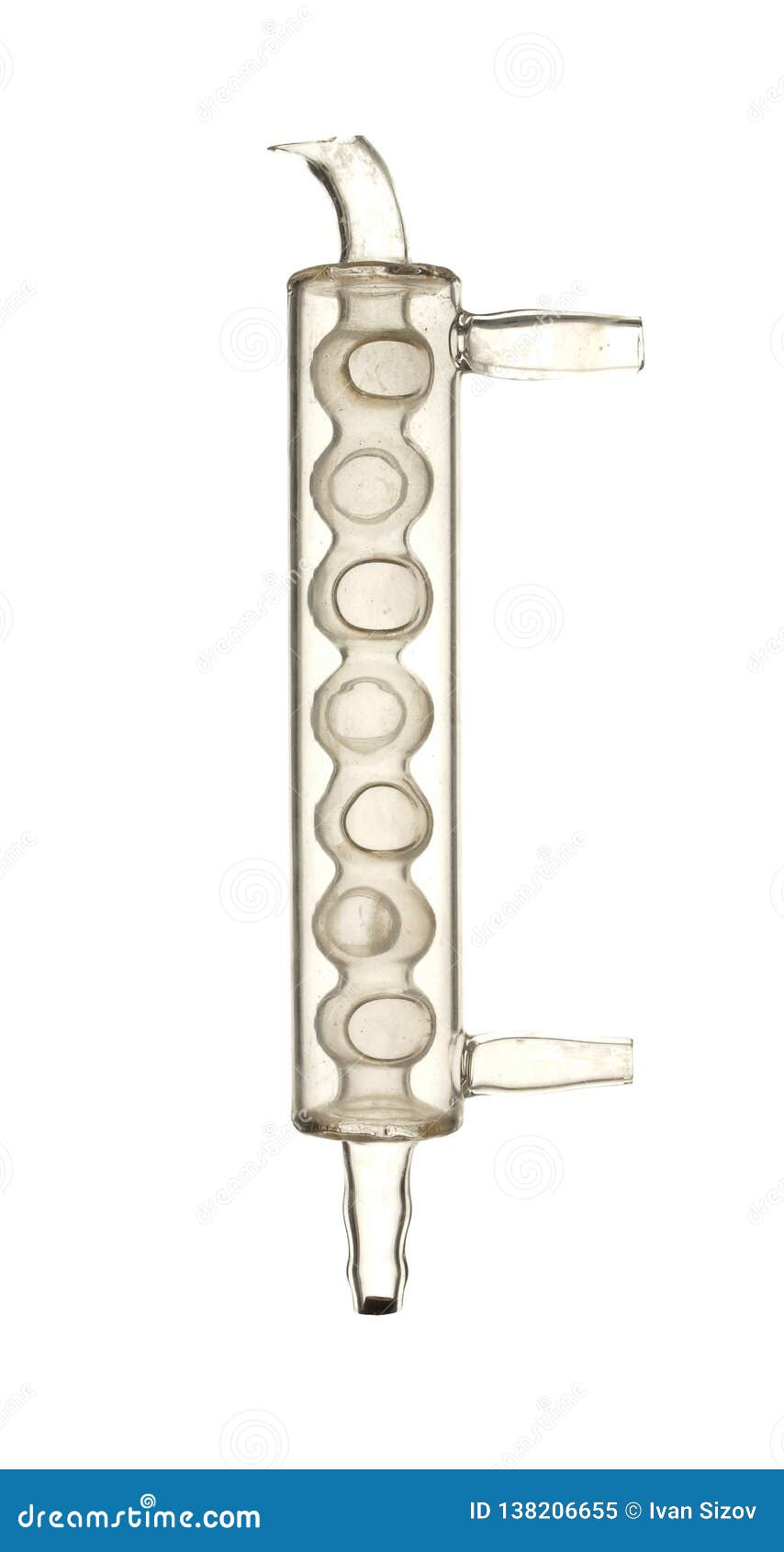 Glass Condenser for Distillation Isolated on White Background Stock ...