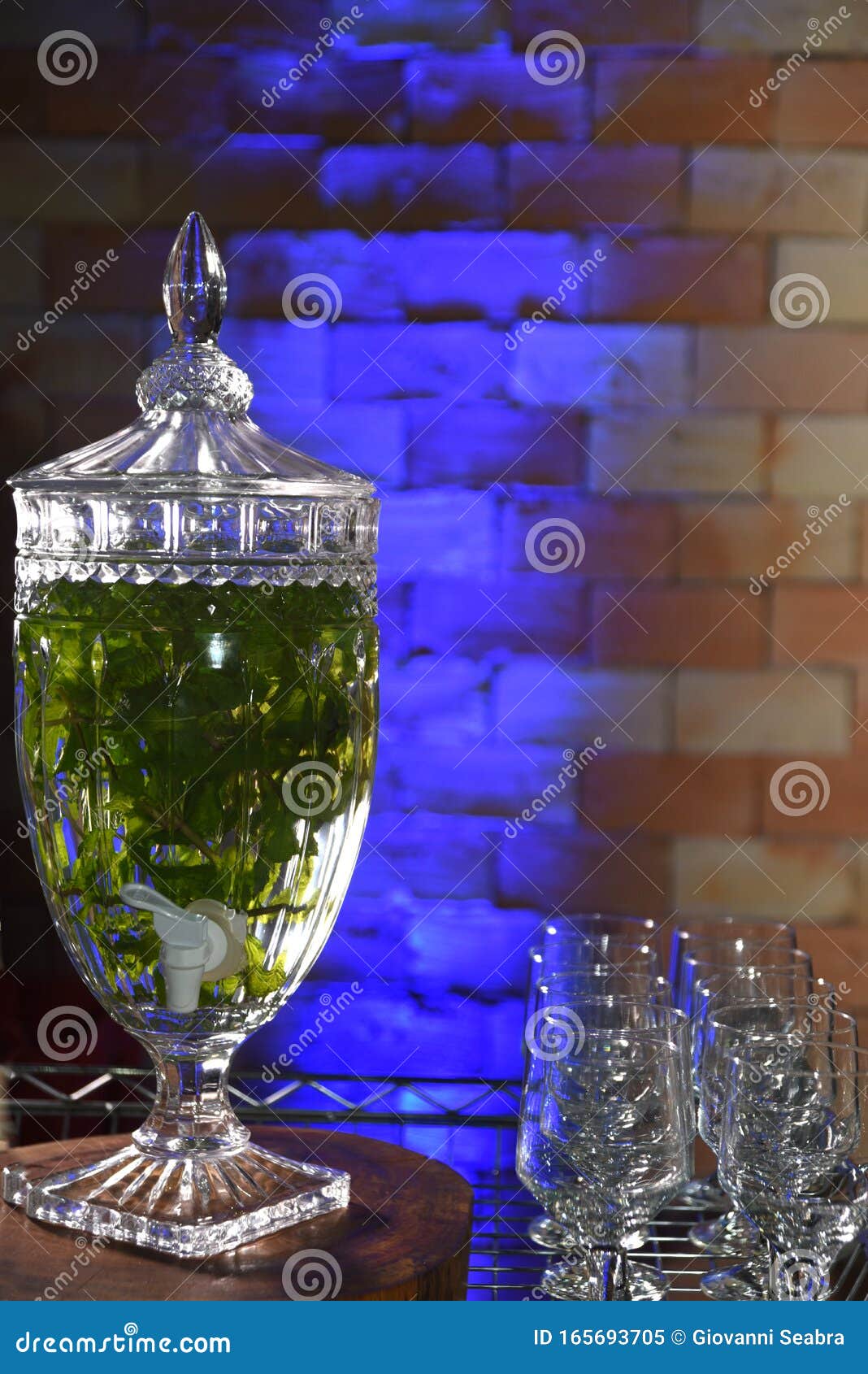 Glass Container with Fruit-flavored Water Stock Image - Image of cold ...