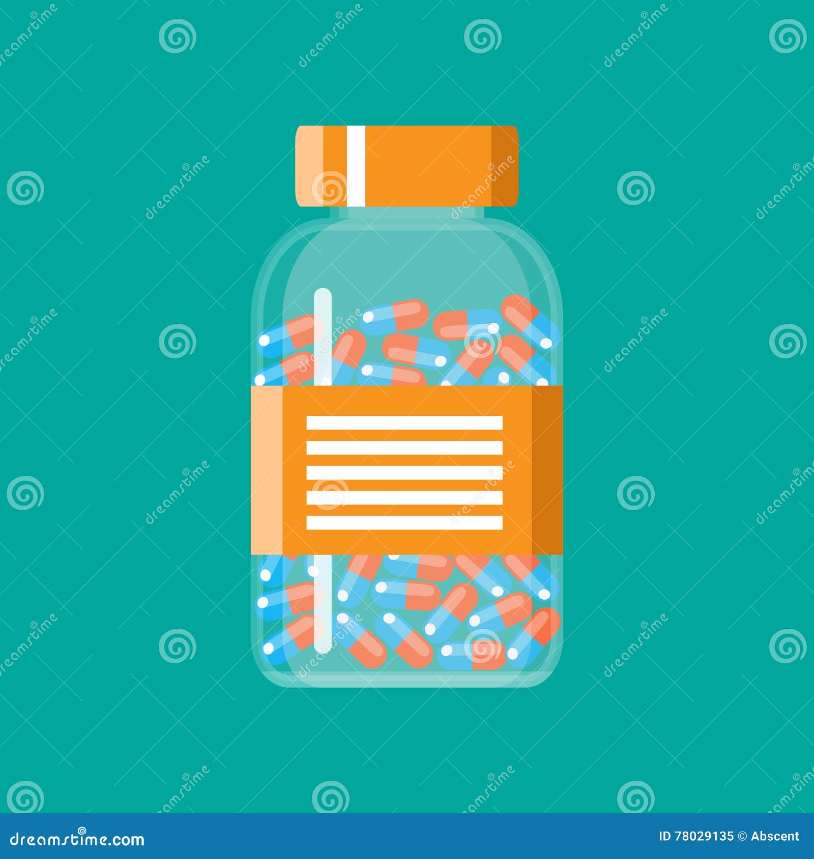 Glass Container with Medical Pills Capsules Stock Vector - Illustration ...