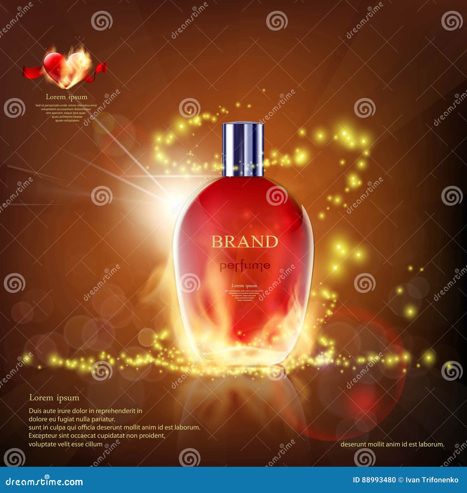 Glass Container with a Perfume on Fire. Stock Vector - Illustration of ...