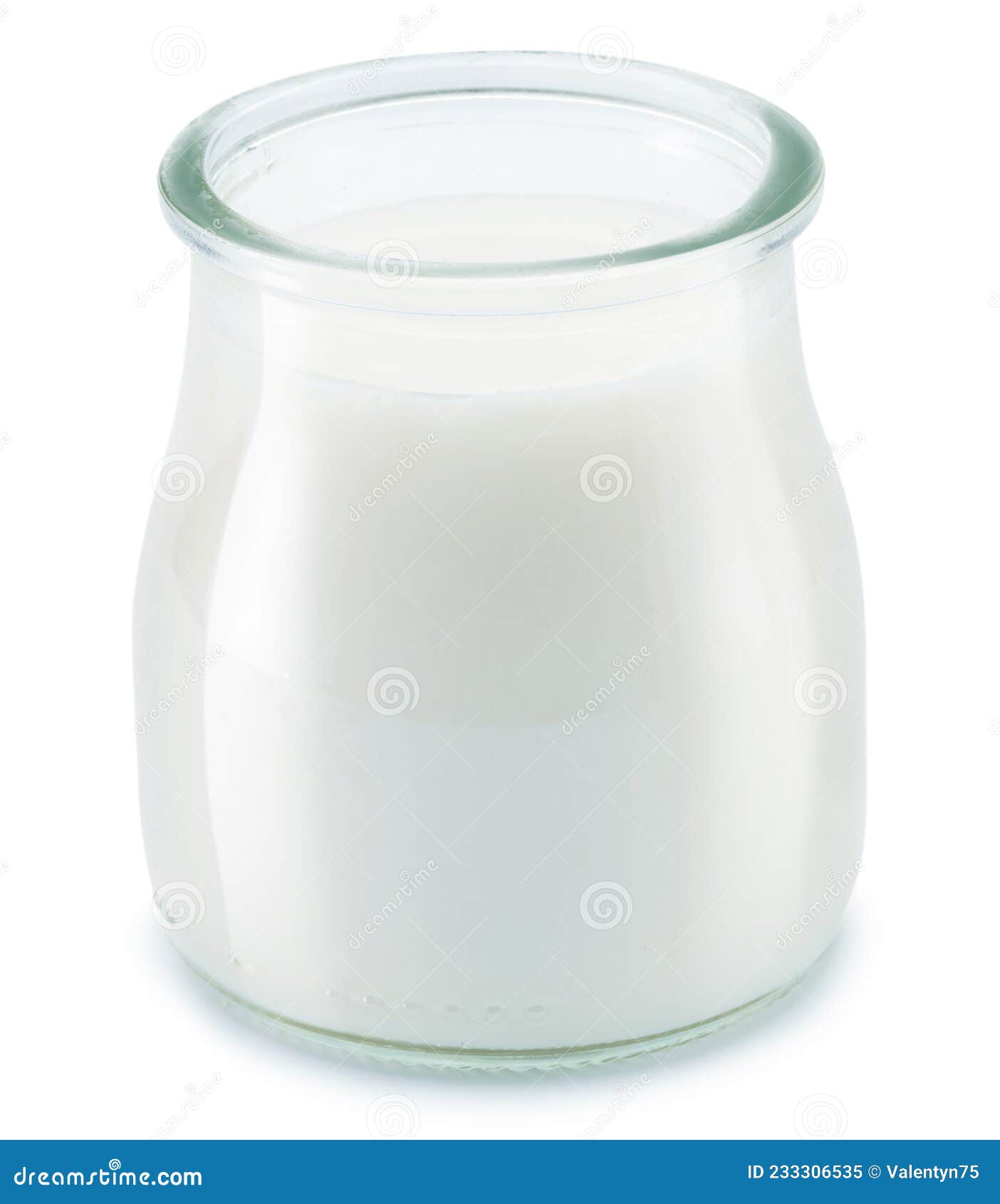 Glass Container with Plain Yoghurt Isolated on White Background Stock ...