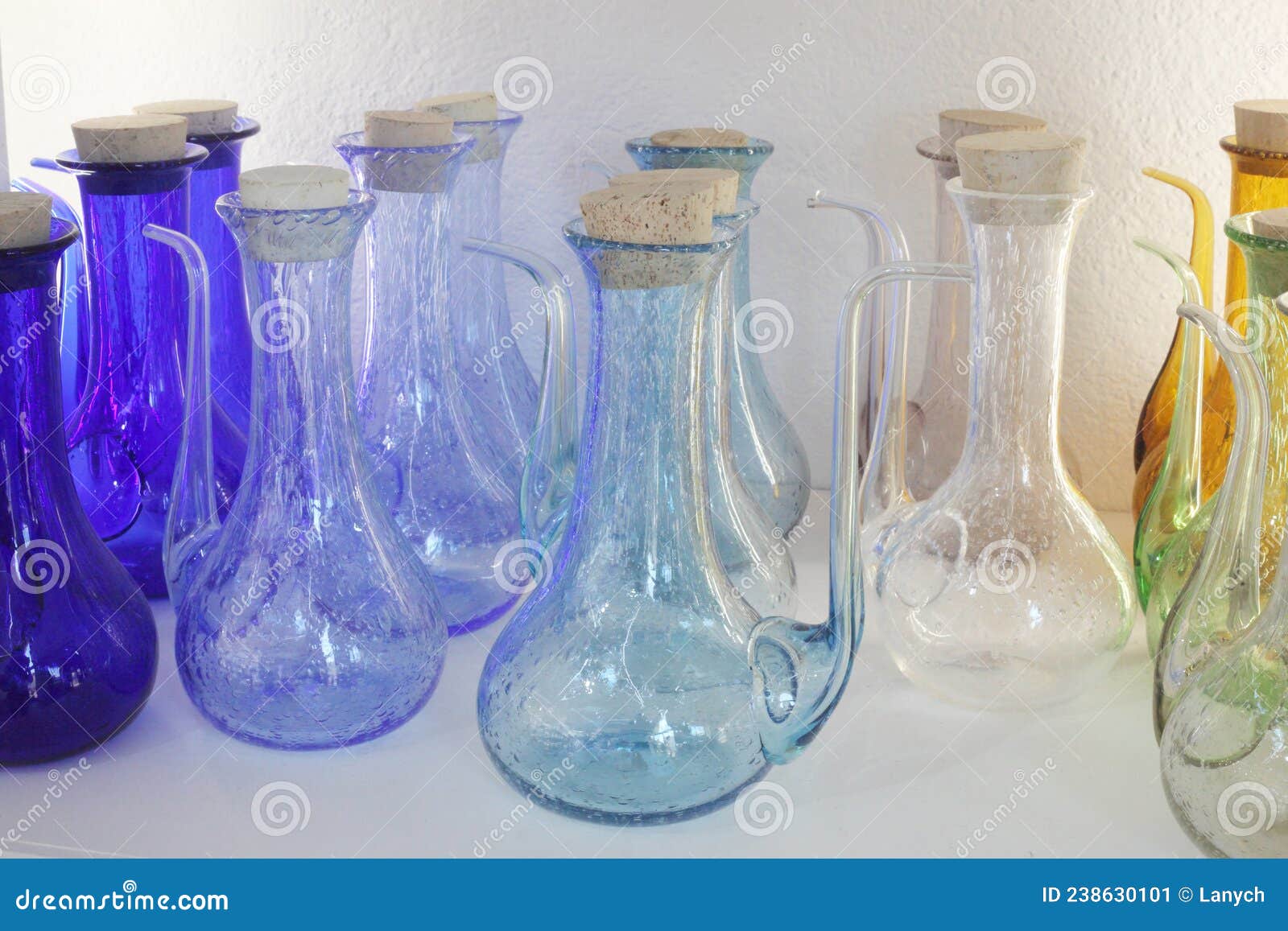 Glass Containers of Different Colors in a Shop Stock Image - Image of ...
