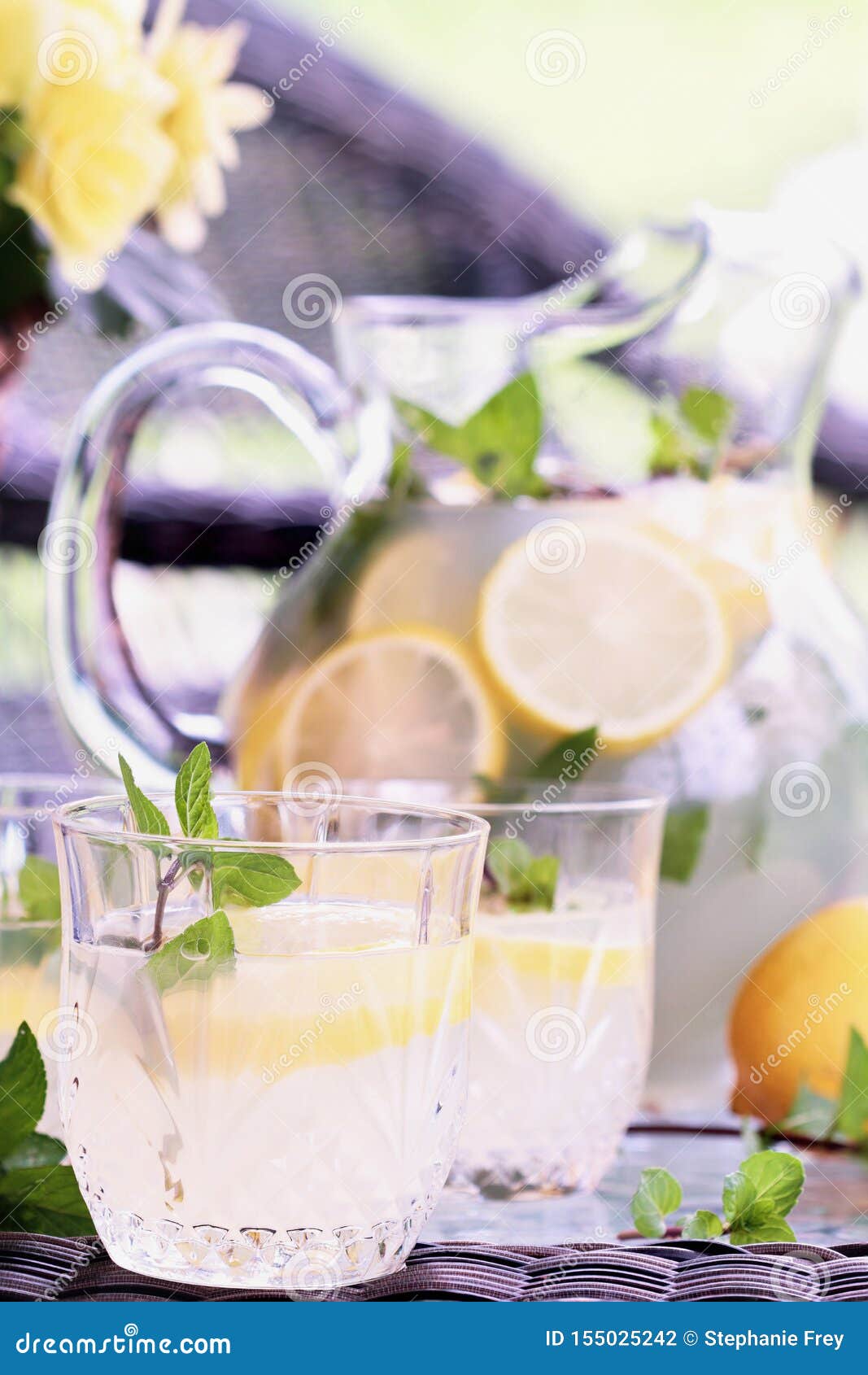Glasses of Lemonade on Outside Table Stock Photo - Image of life ...