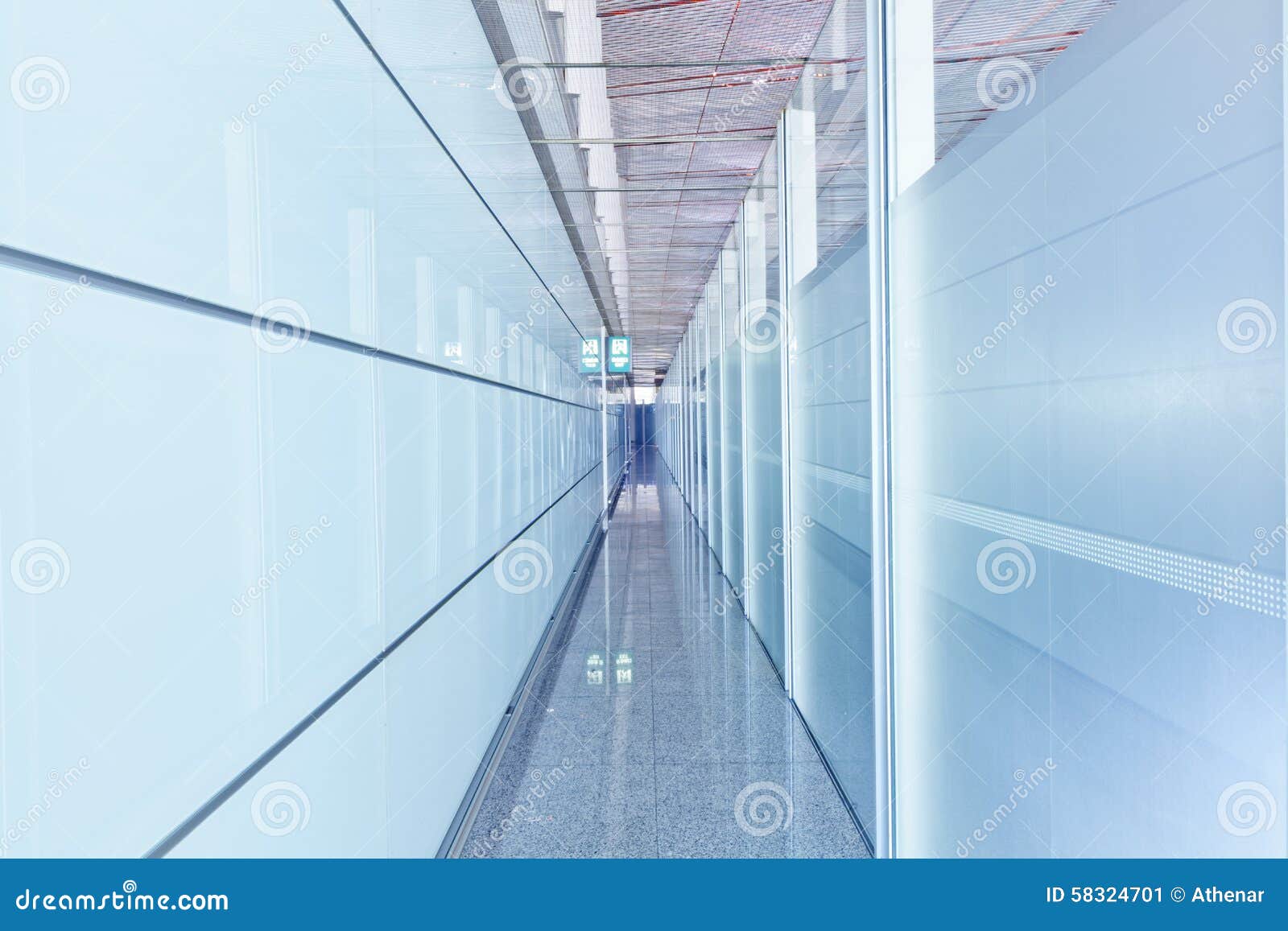 Glass corridor interior stock image. Image of building - 58324701