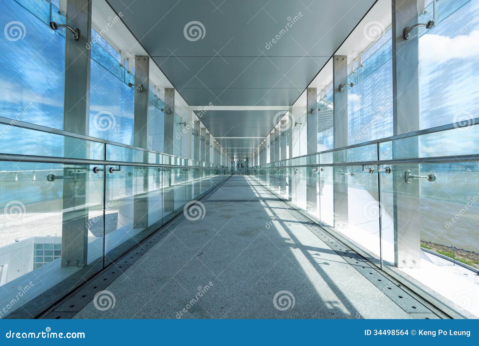 Glass Corridor in Office Centre Stock Photo - Image of building ...