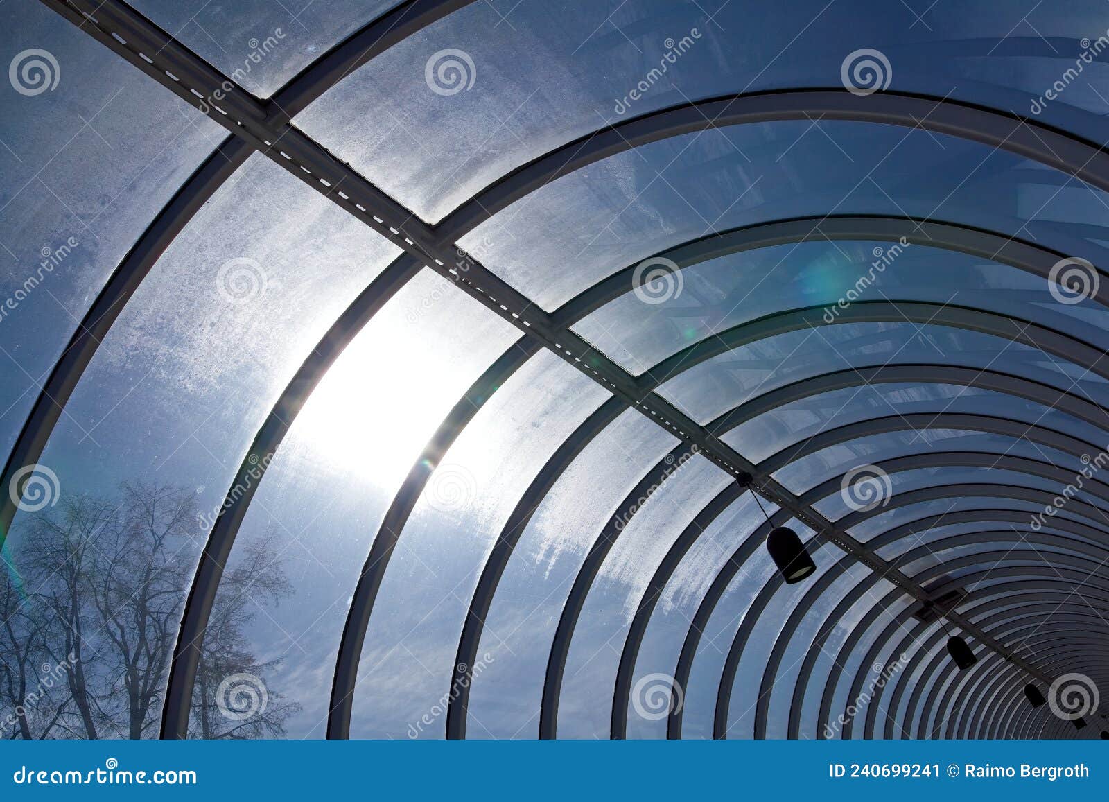 Glass Covered Walkway To Underpass. Stock Image - Image of walkway ...