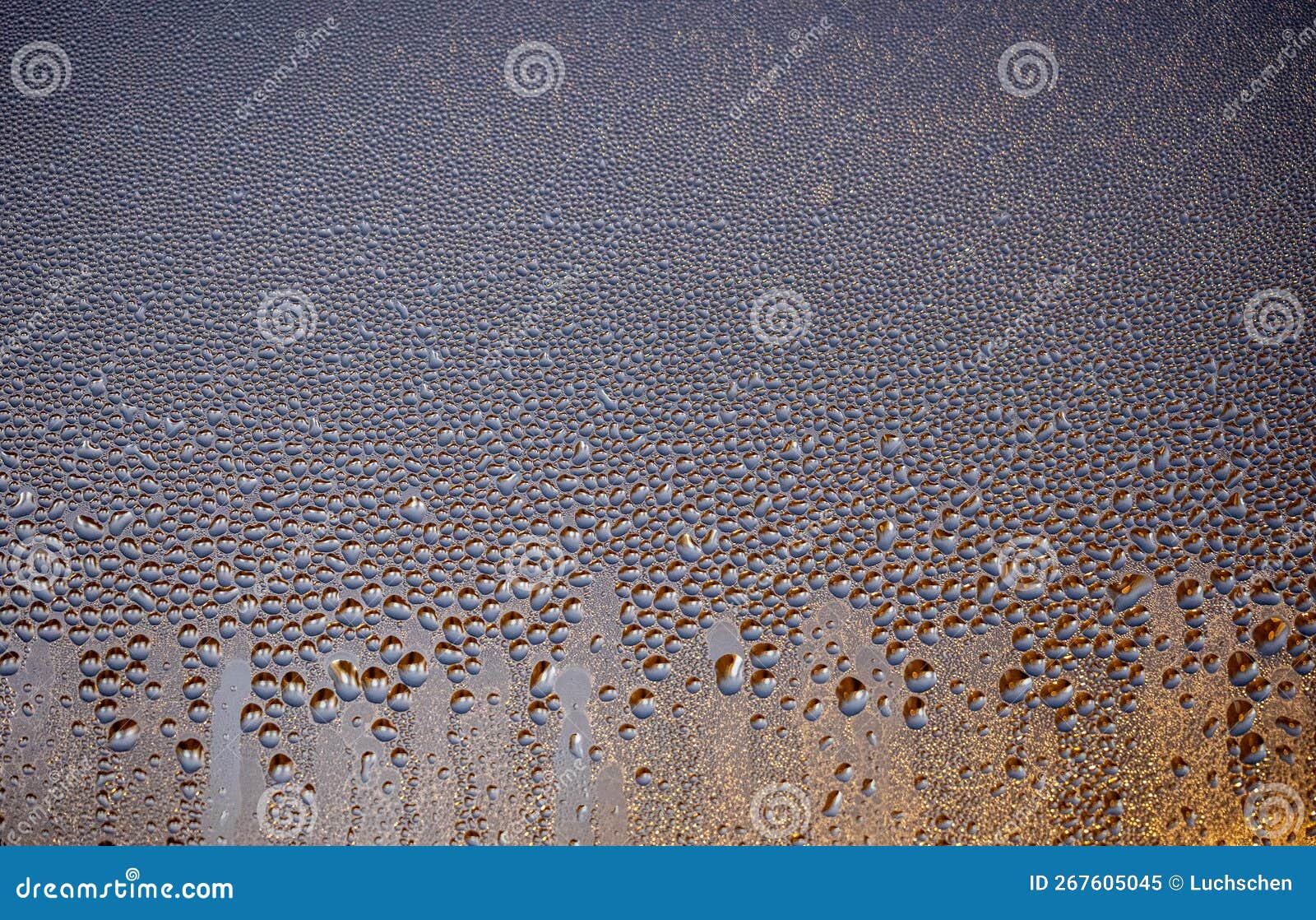 Glass Covered with Water Drops of a Golden Hue Stock Image - Image of ...