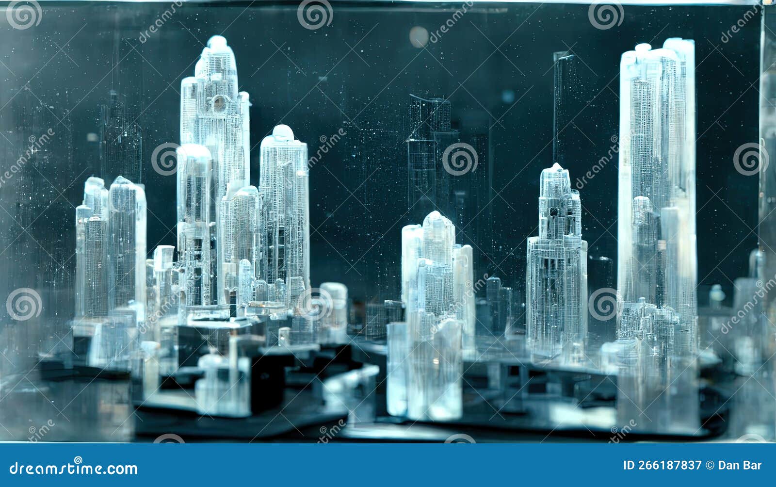 Glass and Crystal Modular Skyline City Architecture, Generative Ai ...