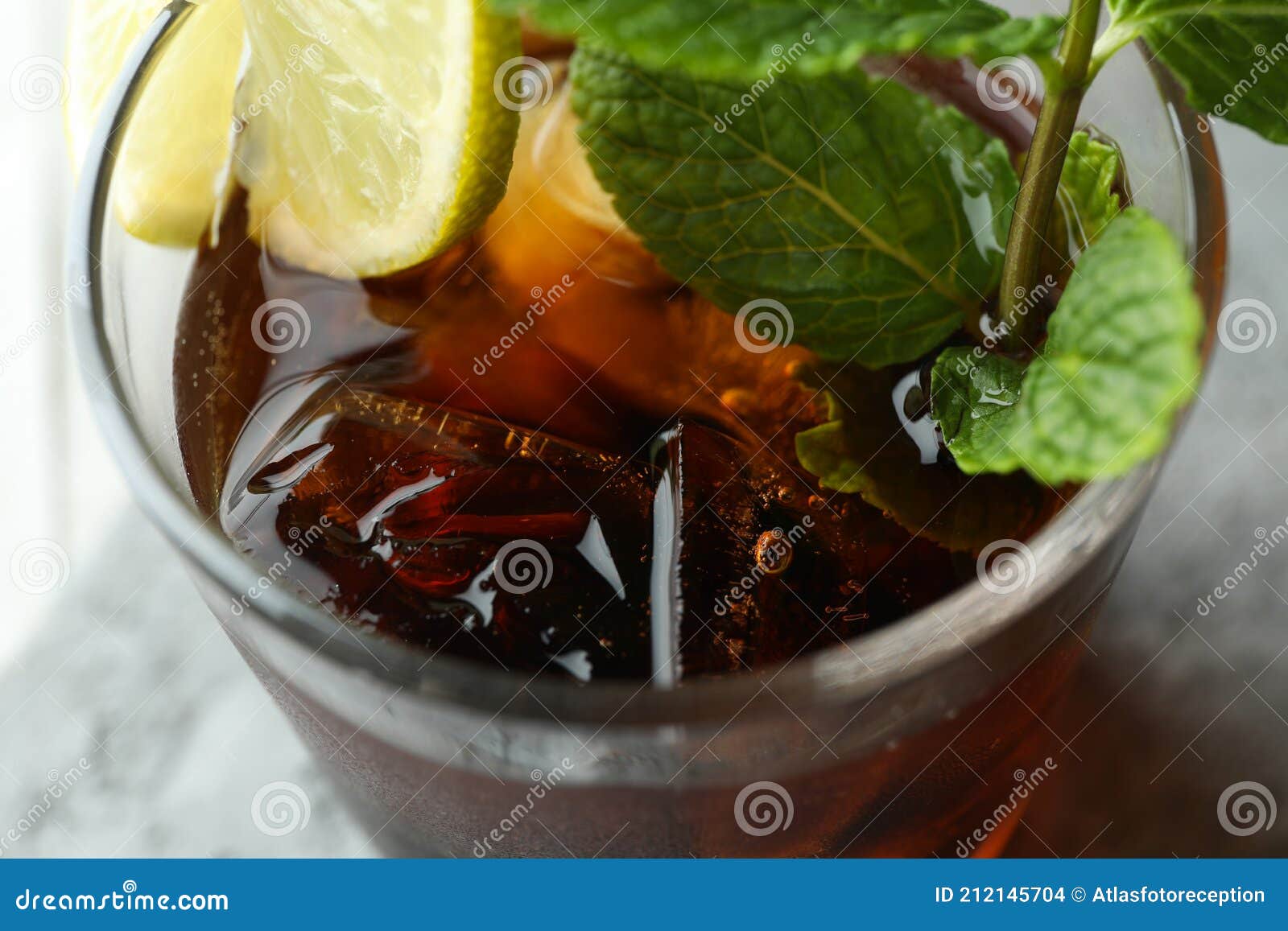 Glass of Cuba Libre Cocktail, Close Up Stock Photo - Image of freshness ...