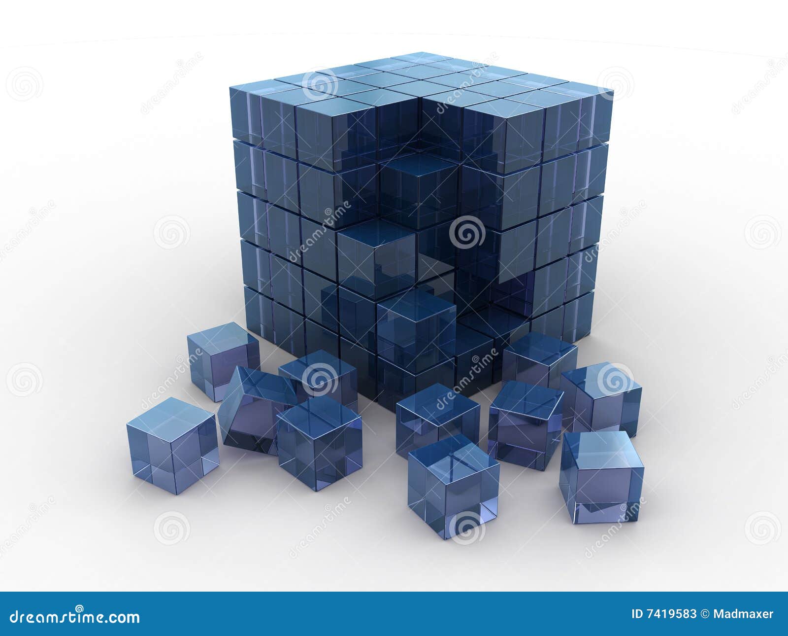 A Glass Cube With Glass Stars Rotates Around Its Axis 3d Stock Image ...