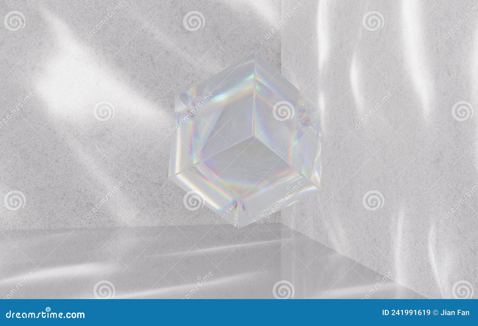 Glass Cube with Light and Shadow Background, 3d Rendering Stock ...