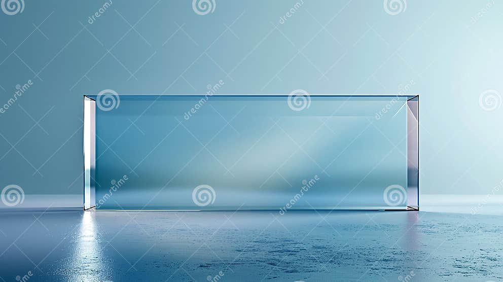 Glass Cube Reflection on Blue Surface Stock Illustration - Illustration ...