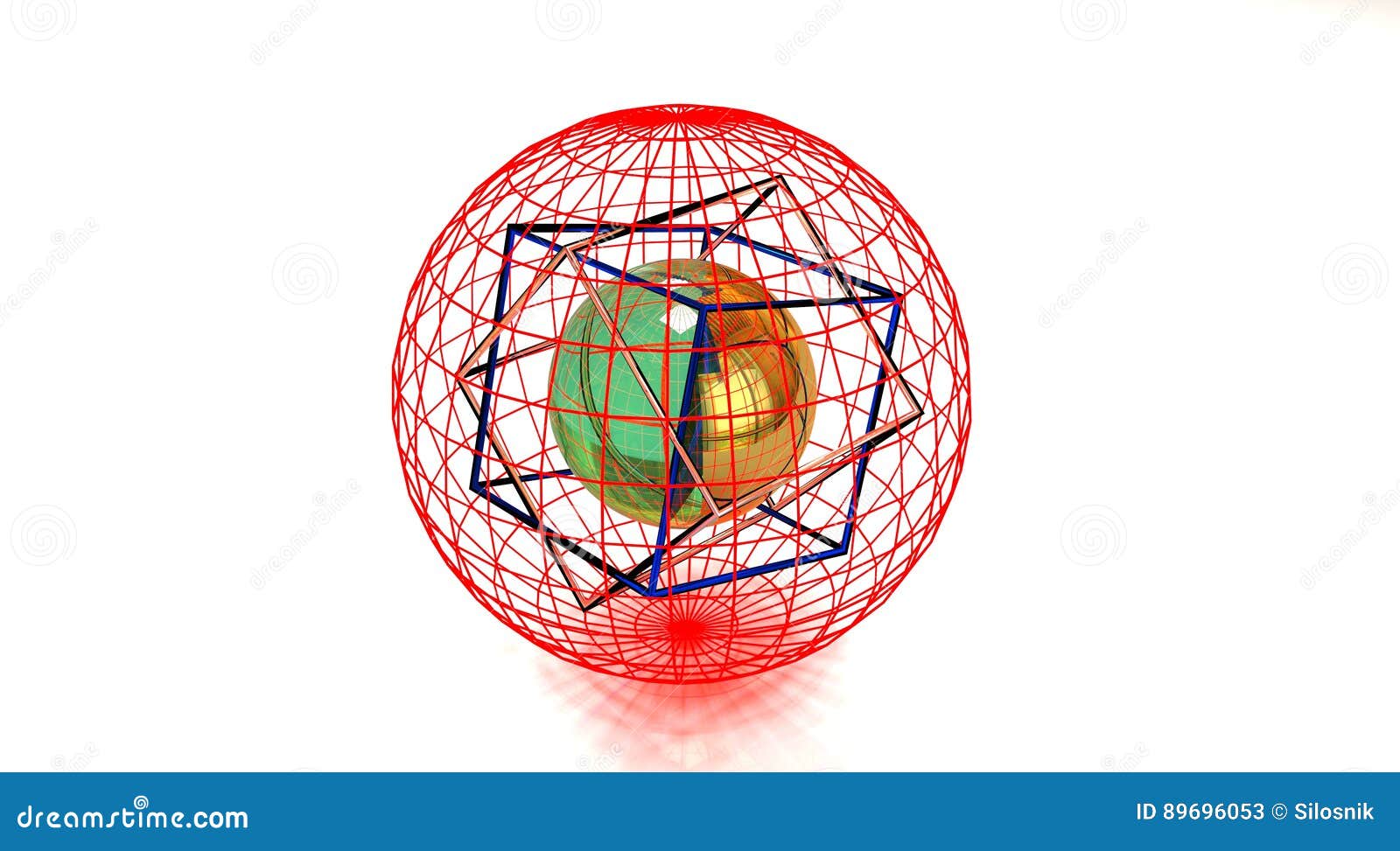 Glass cube and sphere stock illustration. Illustration of light - 89696053