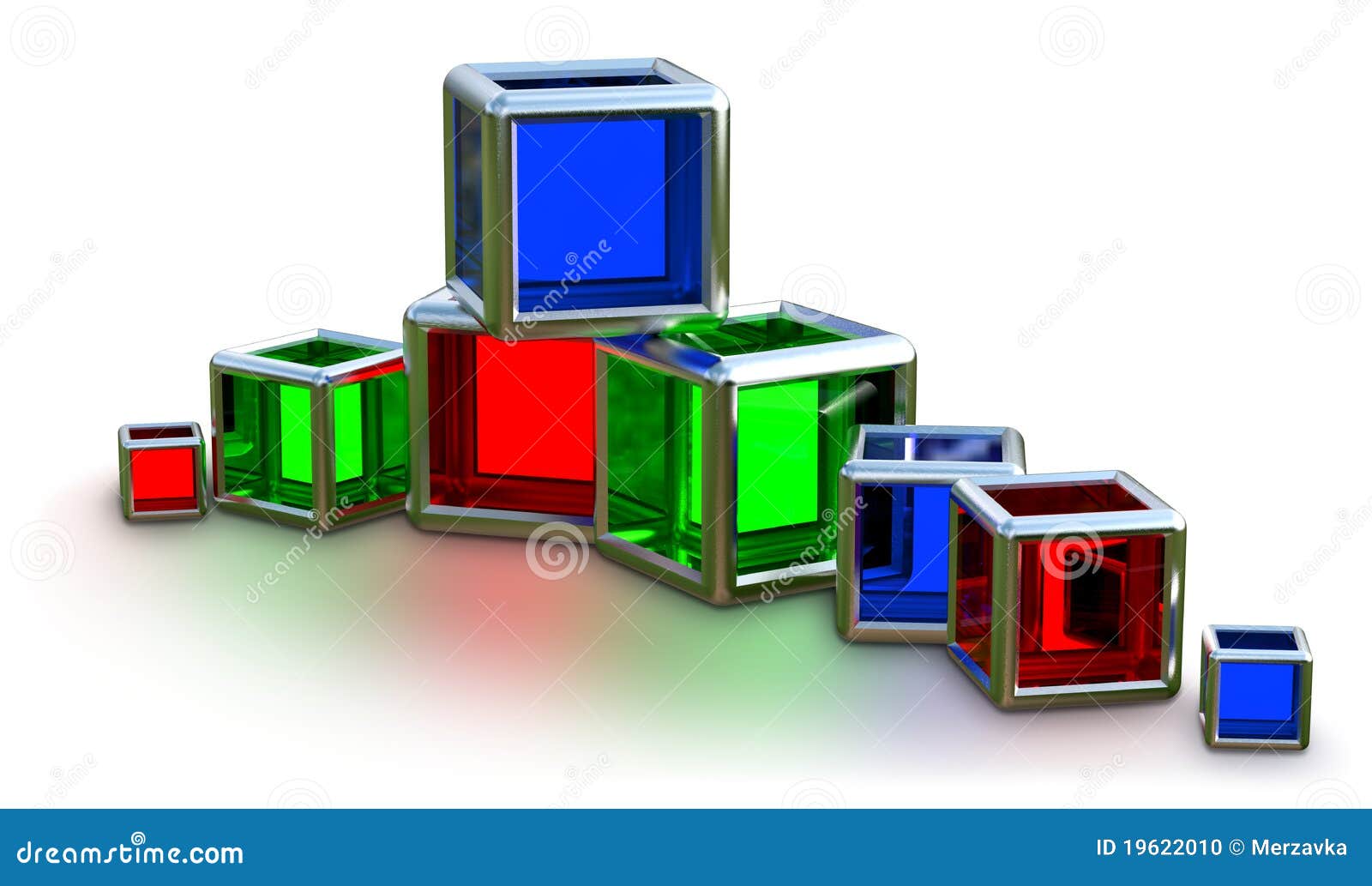 Glass Cubes in a Metal Frame Stock Illustration - Illustration of ...