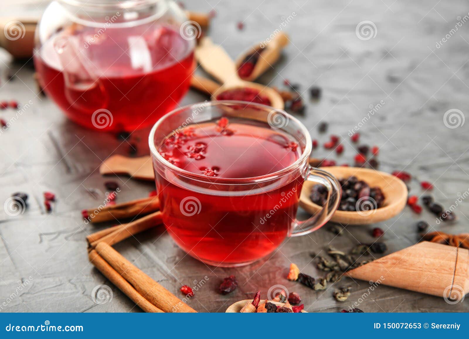 Glass Cup of Aromatic Tea on Table Stock Image - Image of background ...