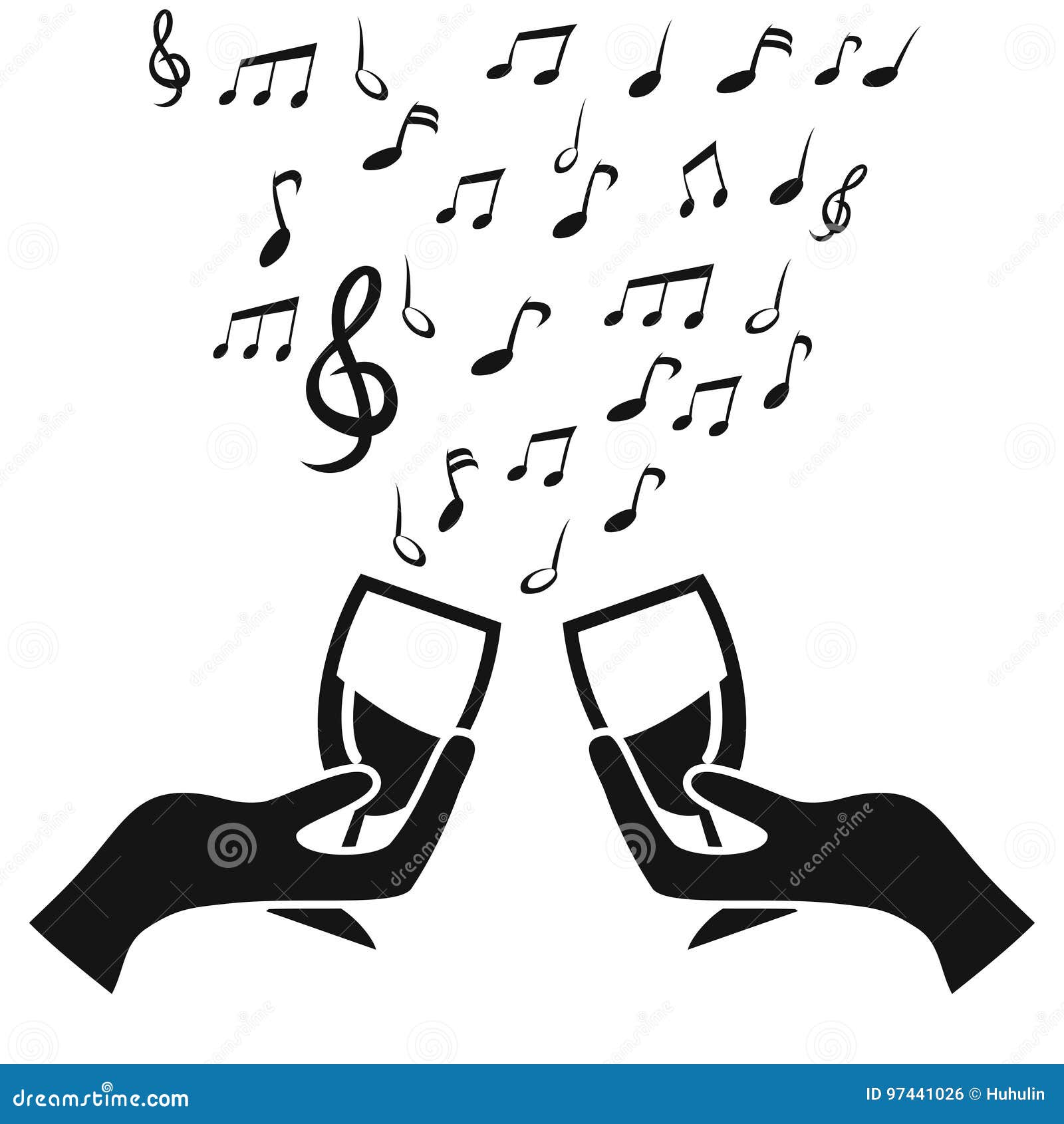 Glass Cup Cheers Music Note Stock Illustrations – 3 Glass Cup Cheers ...