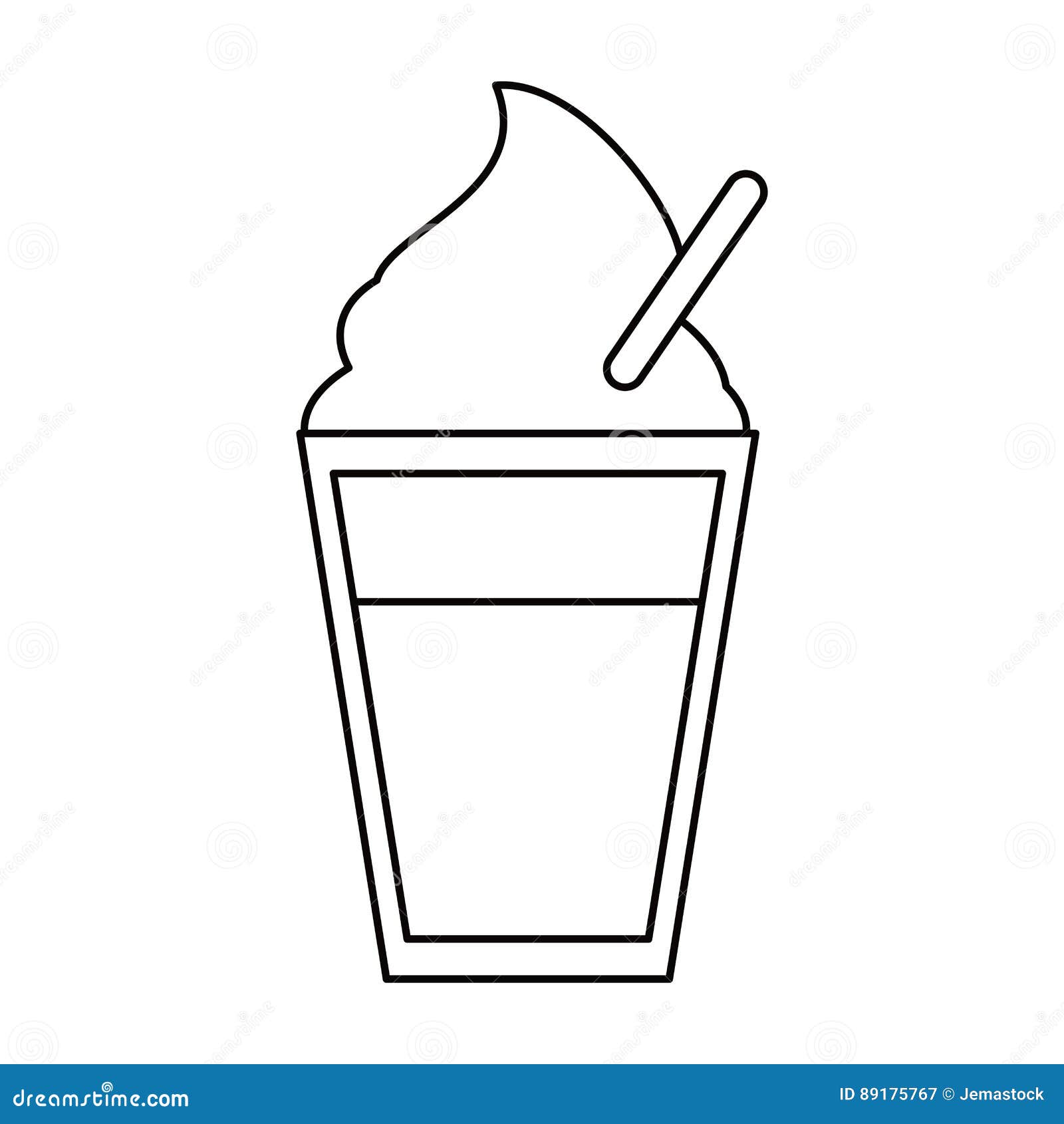 Glass Cup Cold Coffee Fresh Outline Stock Illustration - Illustration ...
