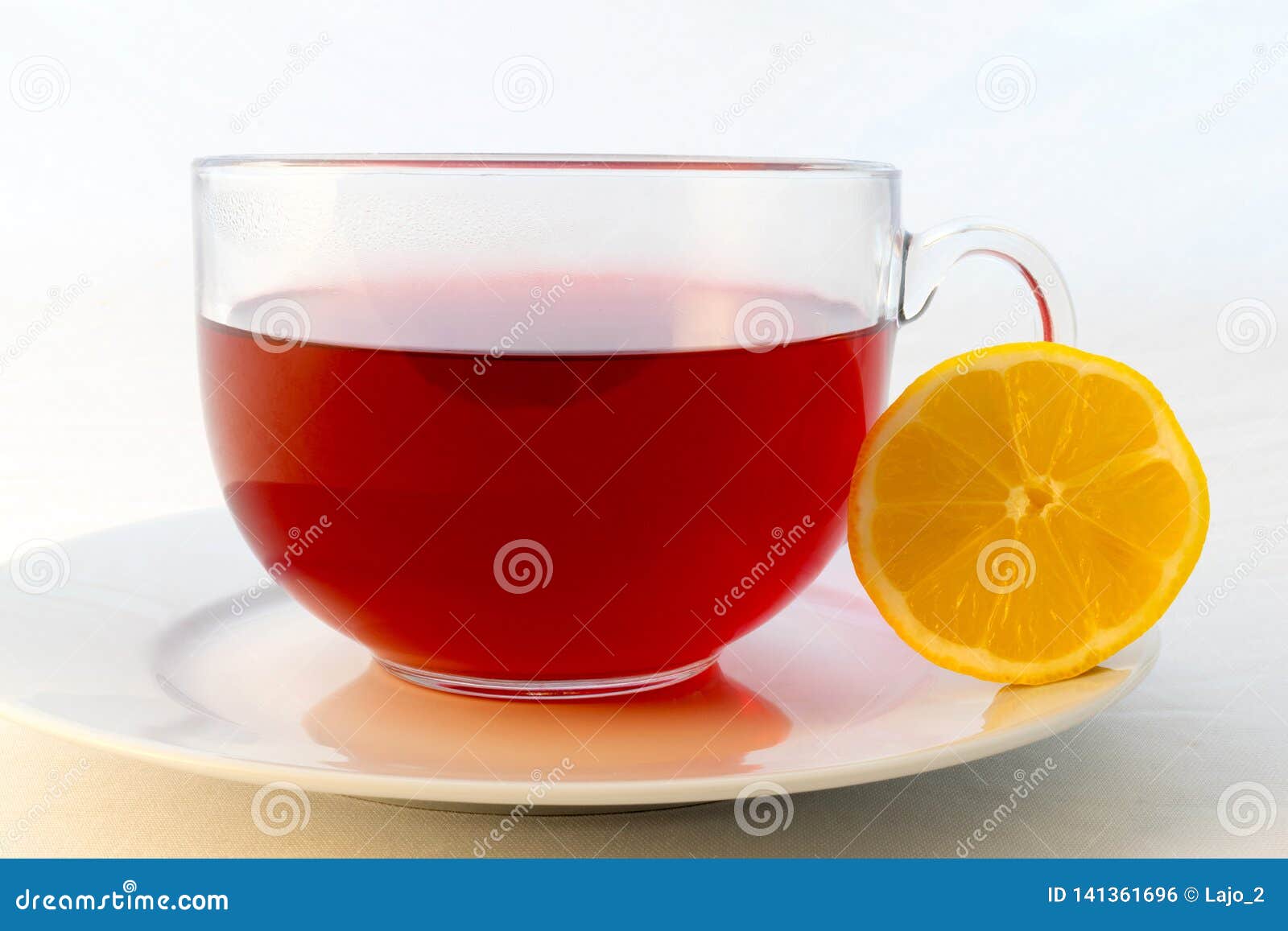Glass Cup of Hot Aromatic Red Tea with Lemon Stock Photo - Image of ...