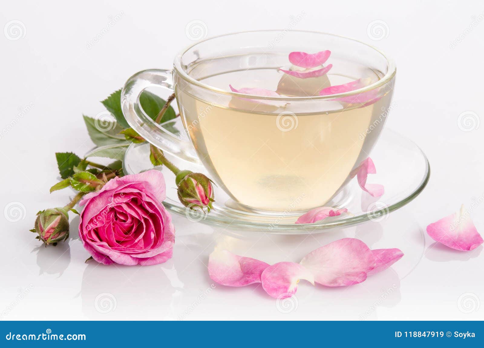 Glass Cup of Tea with Roses and Petals Stock Image - Image of petal ...