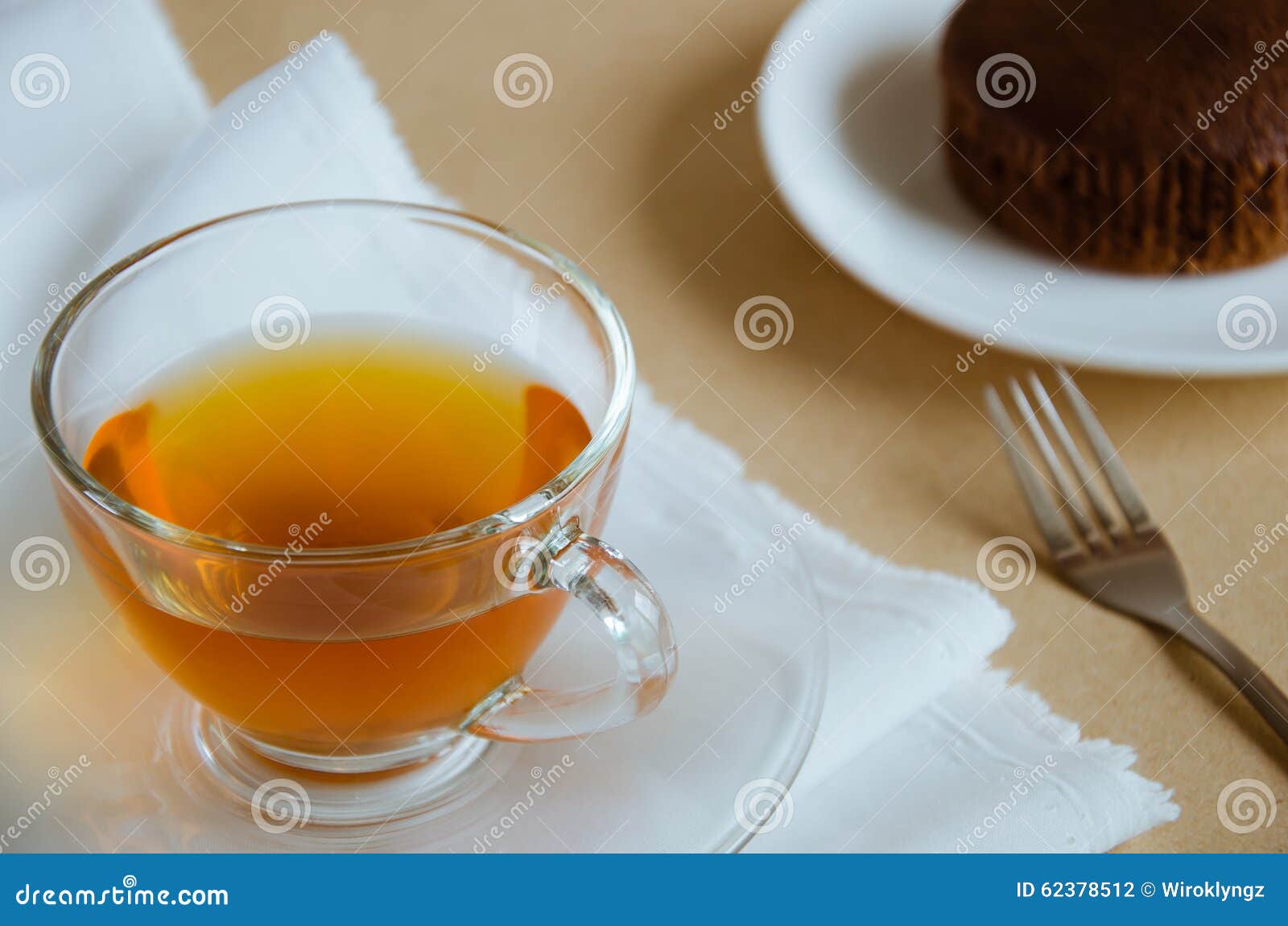 Glass Cup of Tea for Tea Break Time. Stock Photo - Image of cake ...