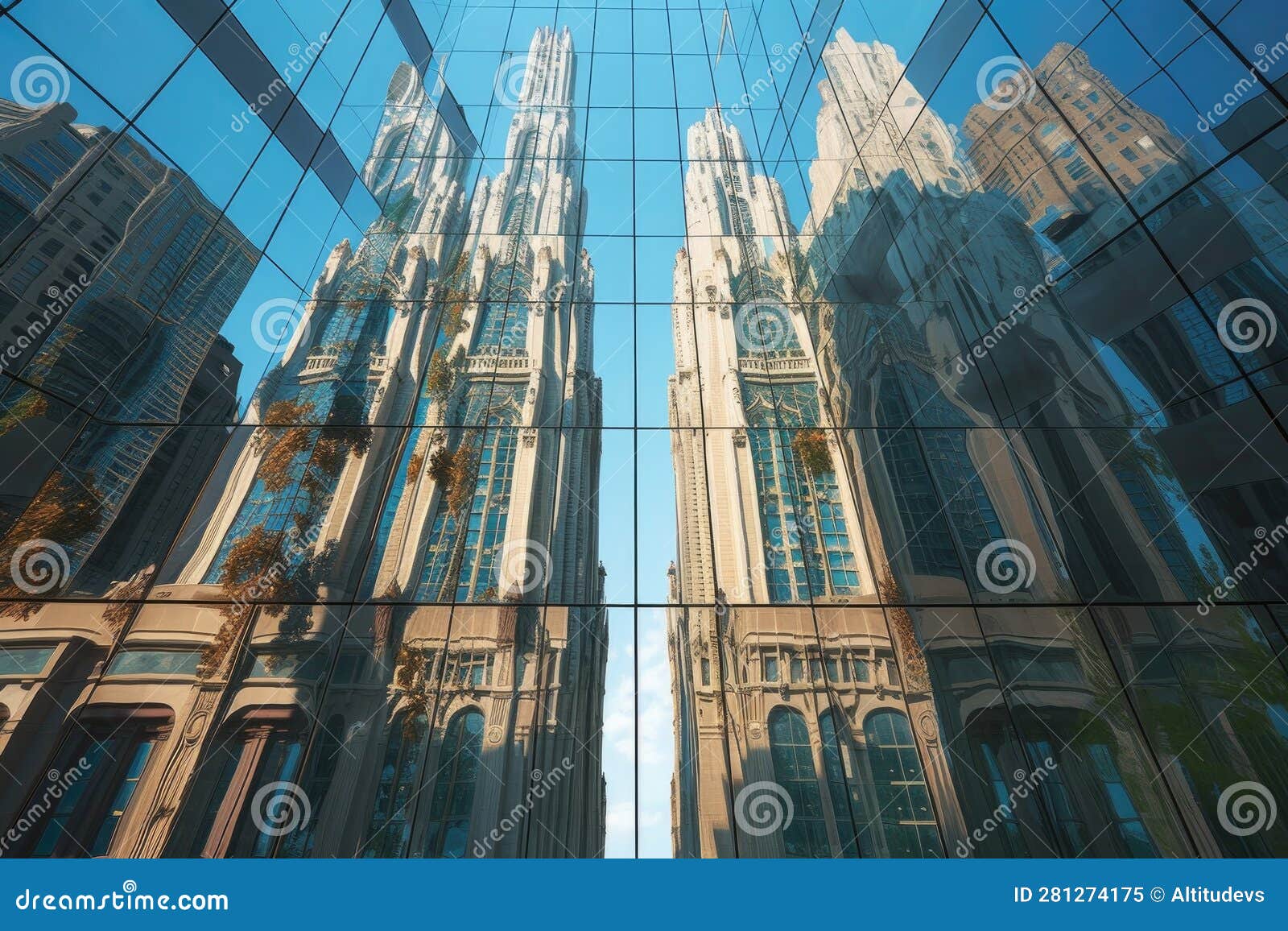 Glass Curtain Walls of Skyscrapers Creating a Mirror Effect Stock ...