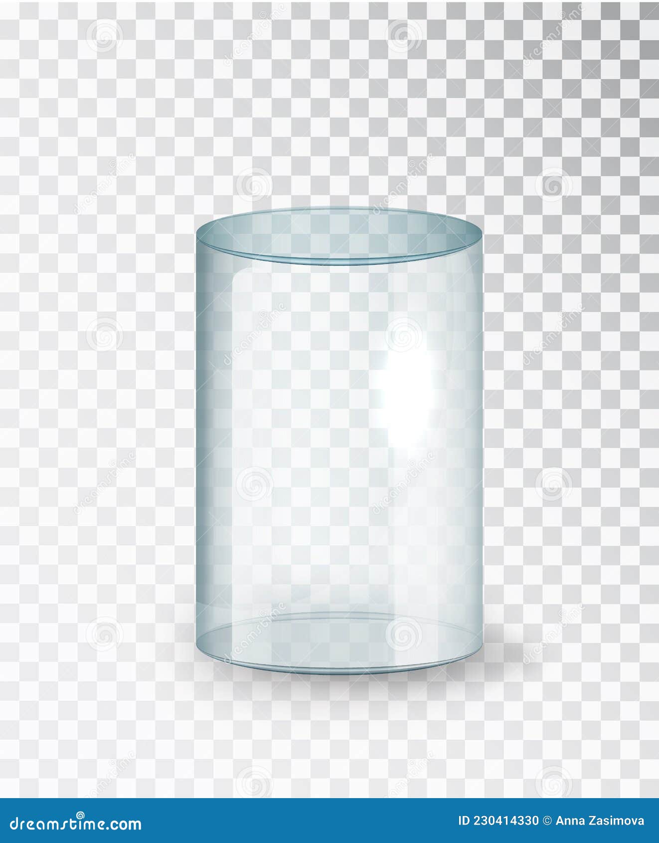 Glass Cylinder. Empty Transparent Glass Cylinder Isolated on ...