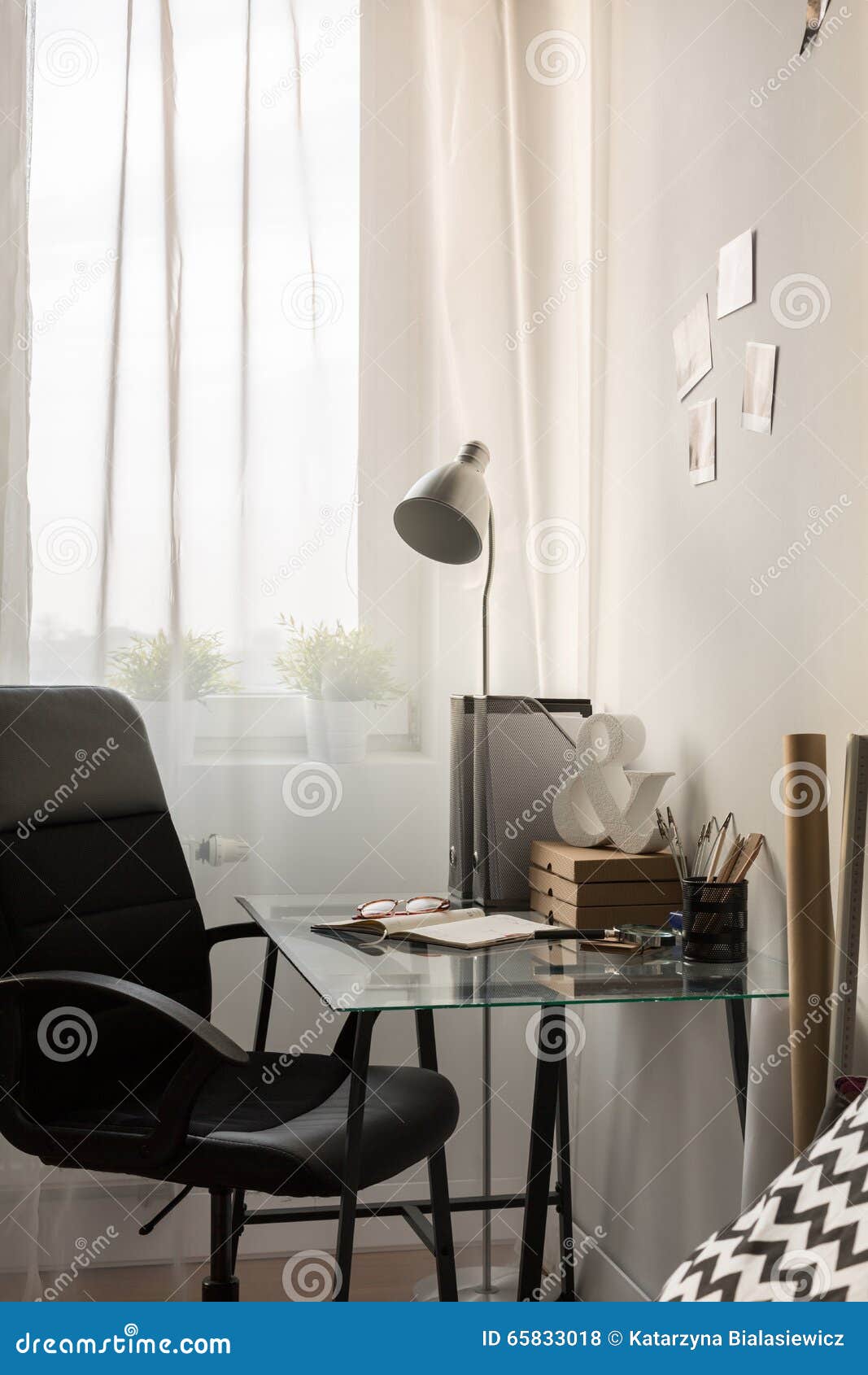 Glass desk in study room stock photo. Image of area, business - 65833018