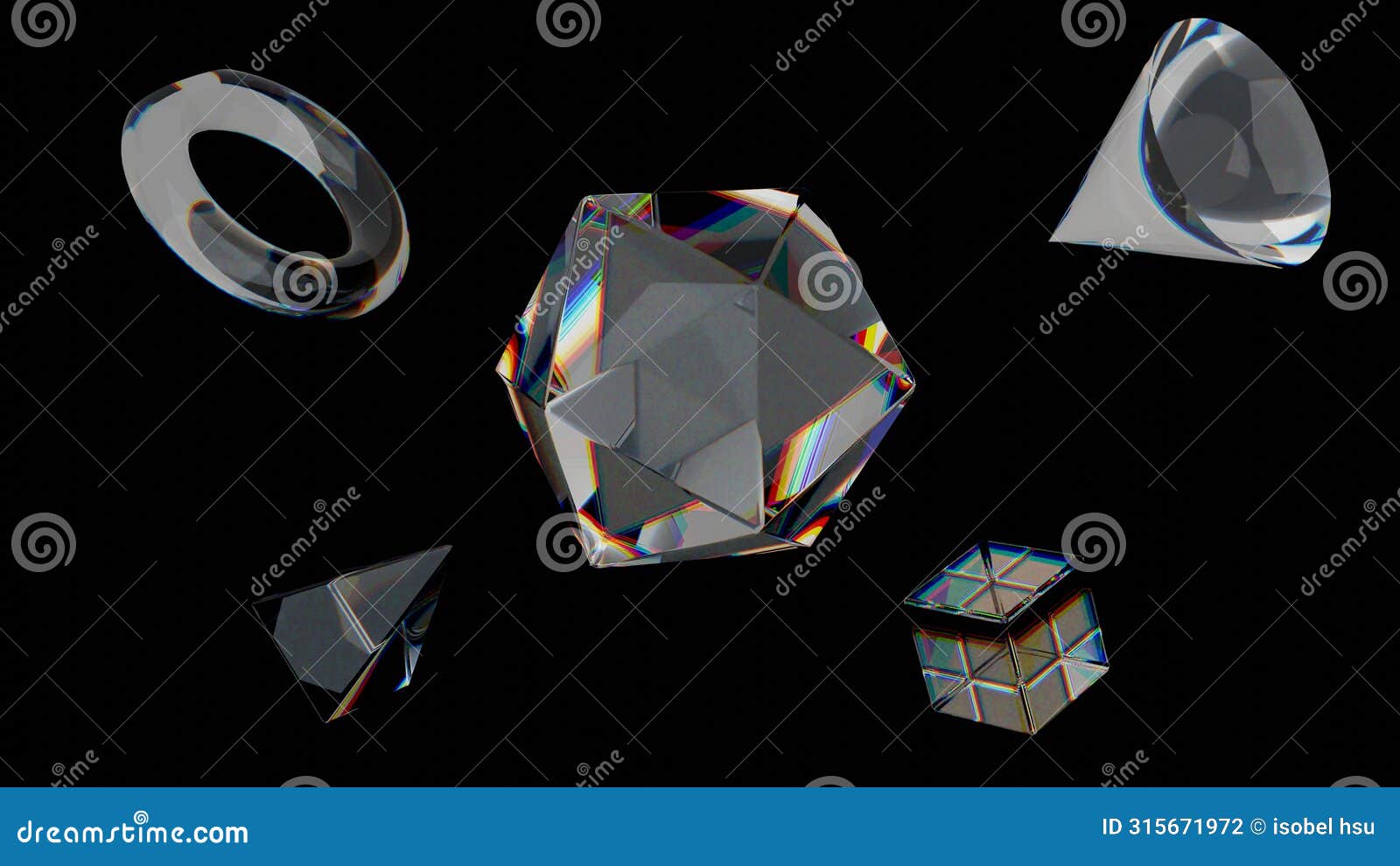 Glass Dispersion Geometry 3d Render Objects Stock Illustration ...
