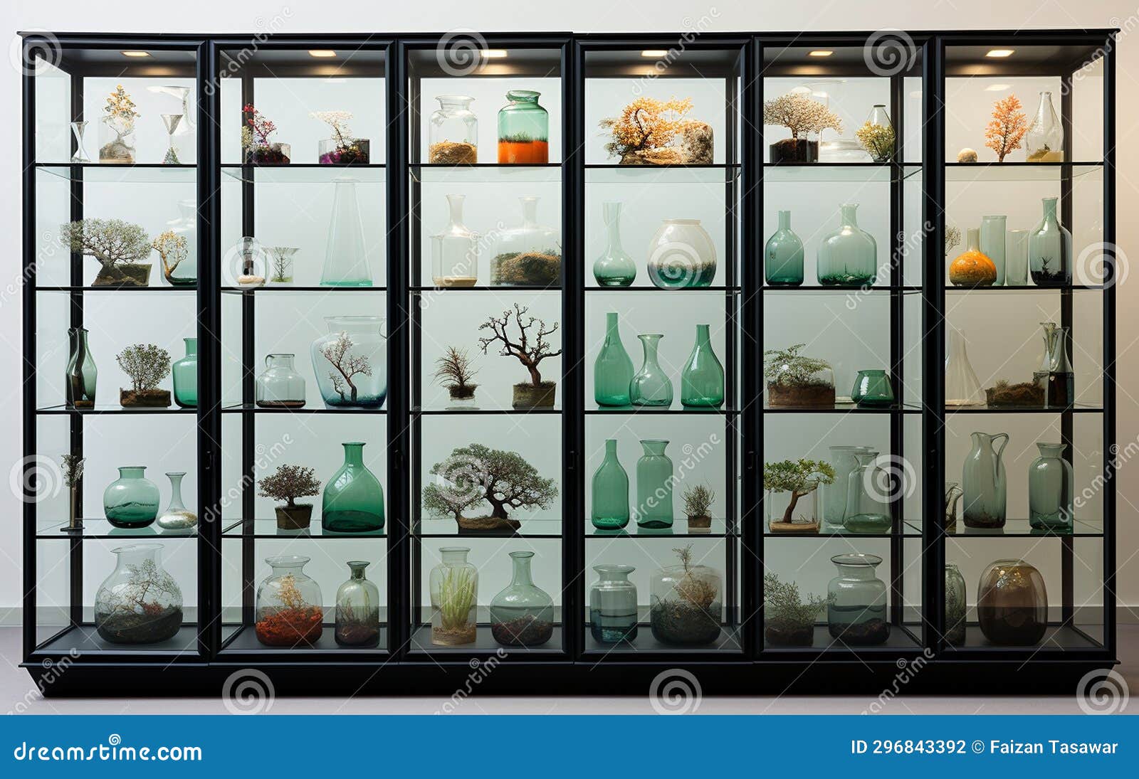 Glass Display Cabinets on a White Background -Generative Ai Stock Photo ...