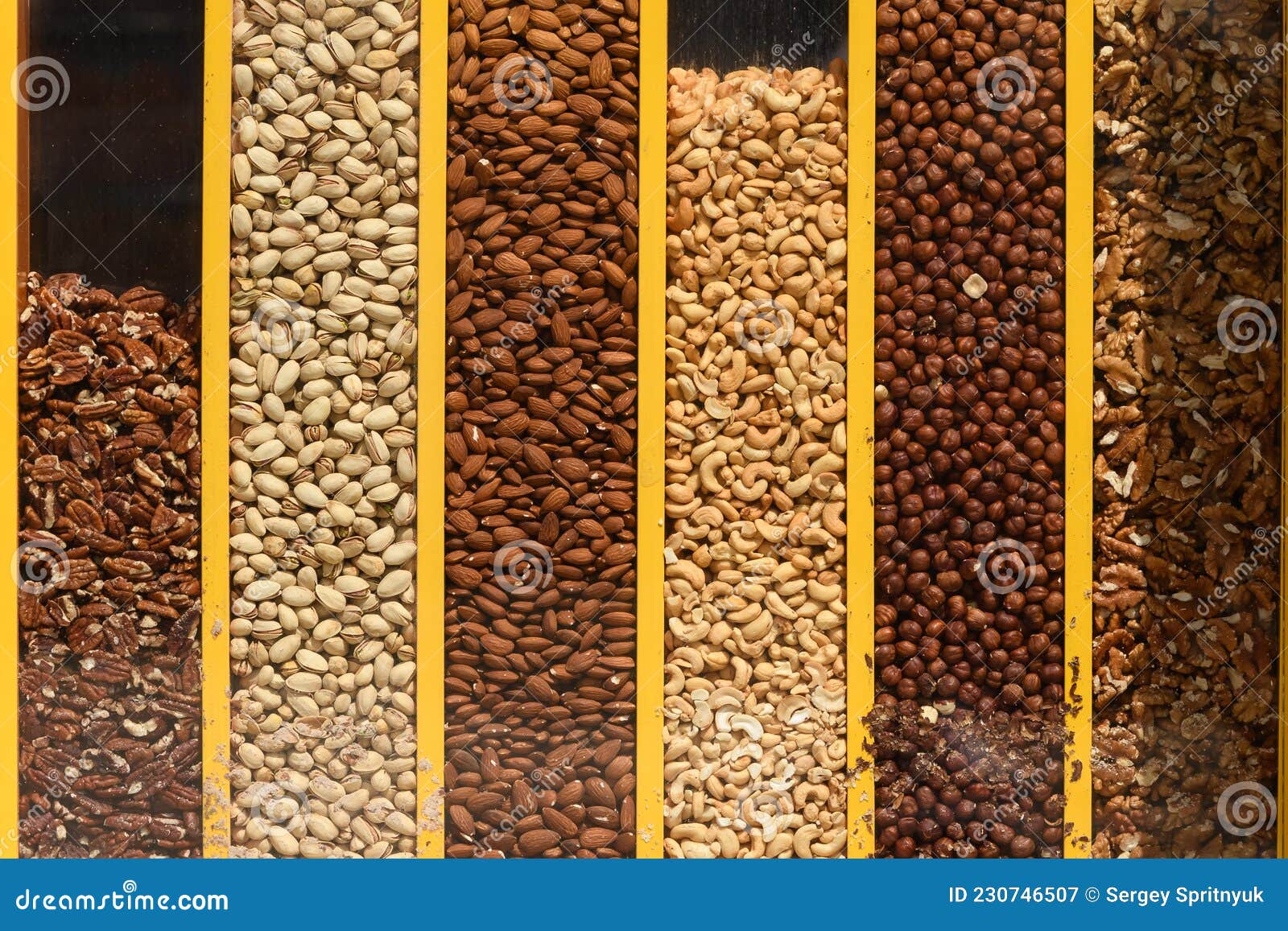 Glass Display Case with Nuts and Dried Fruits Stock Image - Image of ...