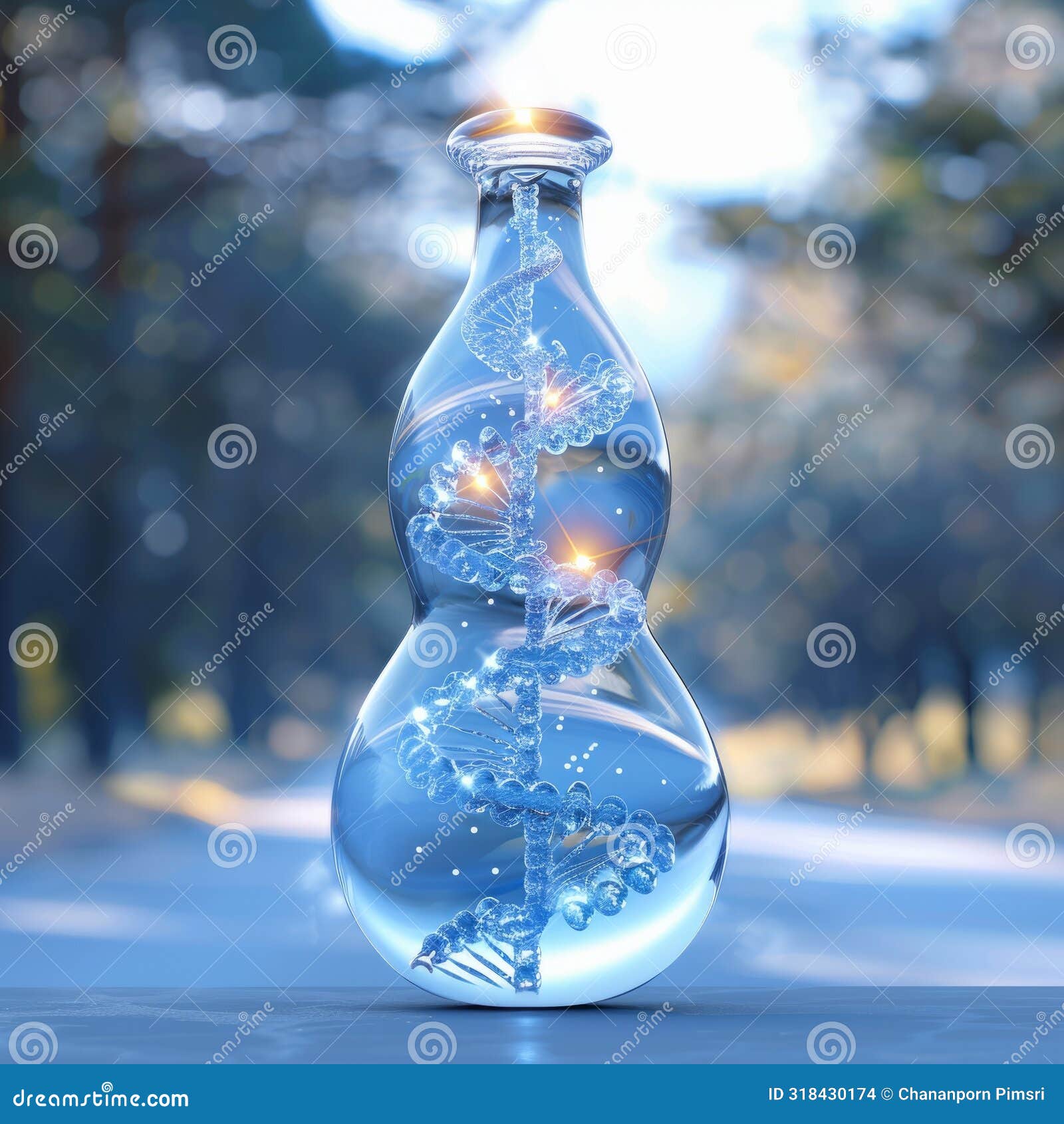 A Glass DNA Strand - Genetics Concept Stock Illustration - Illustration ...