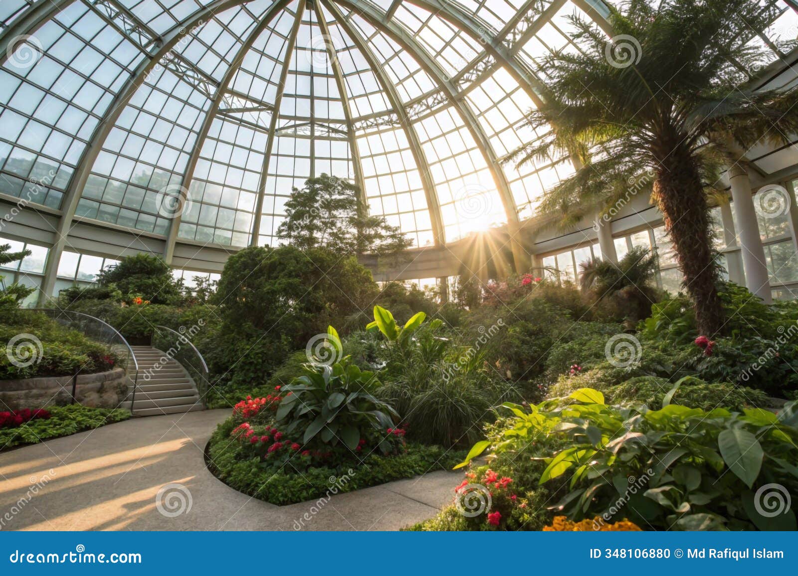 Glass Dome Garden Atrium stock illustration. Illustration of flower ...