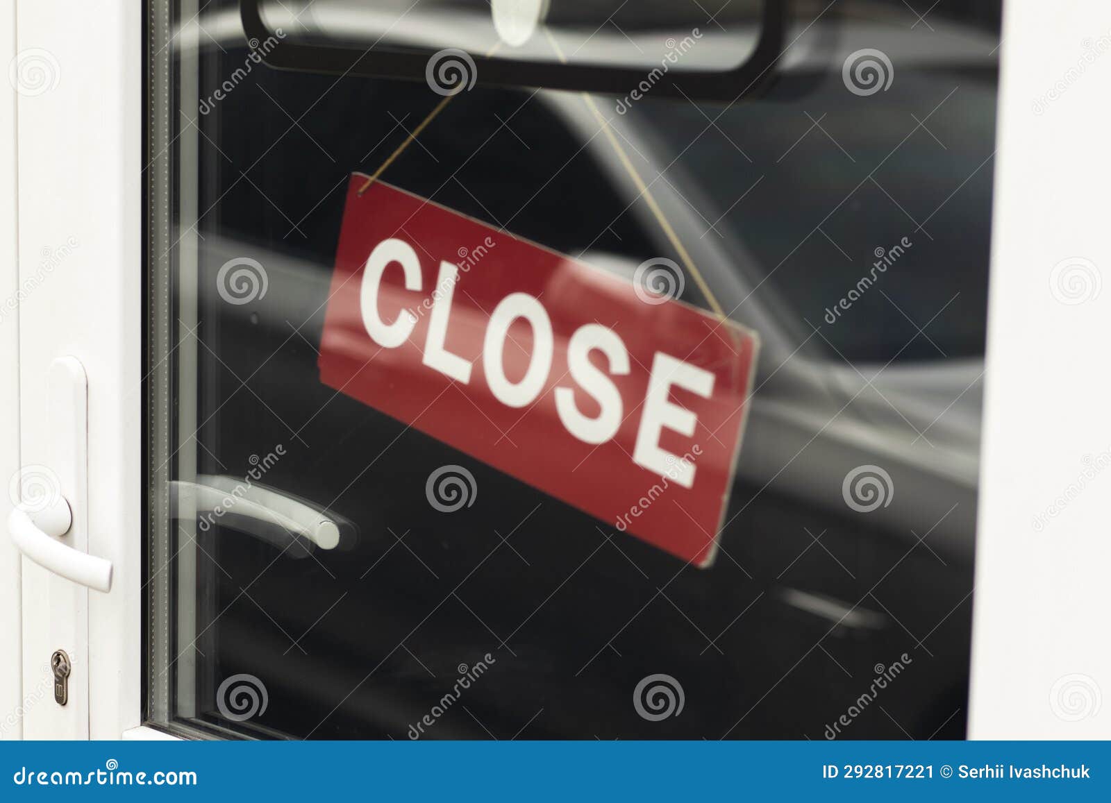 A Glass Door with "close" Sign. Stock Image - Image of label, closing ...