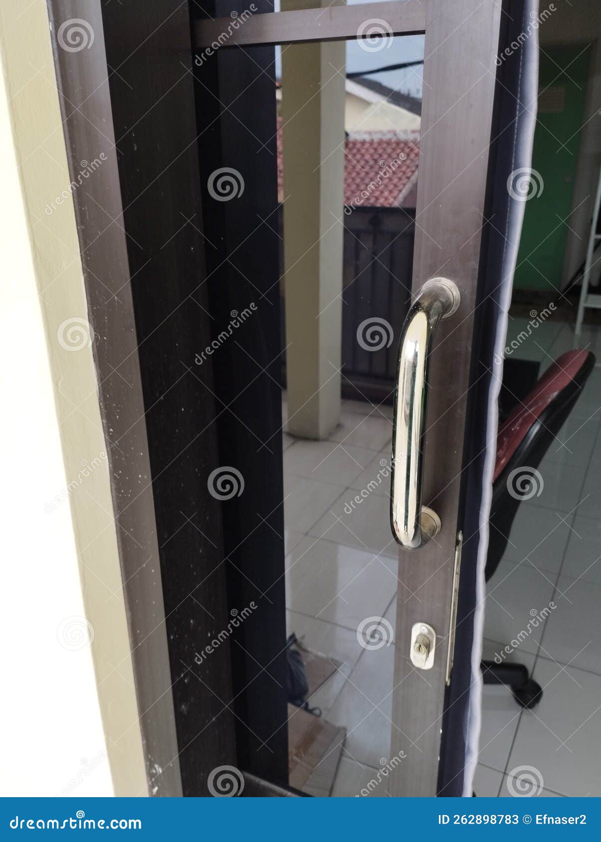 Glass Door Handle in the Front of an Office Stock Image - Image of ...