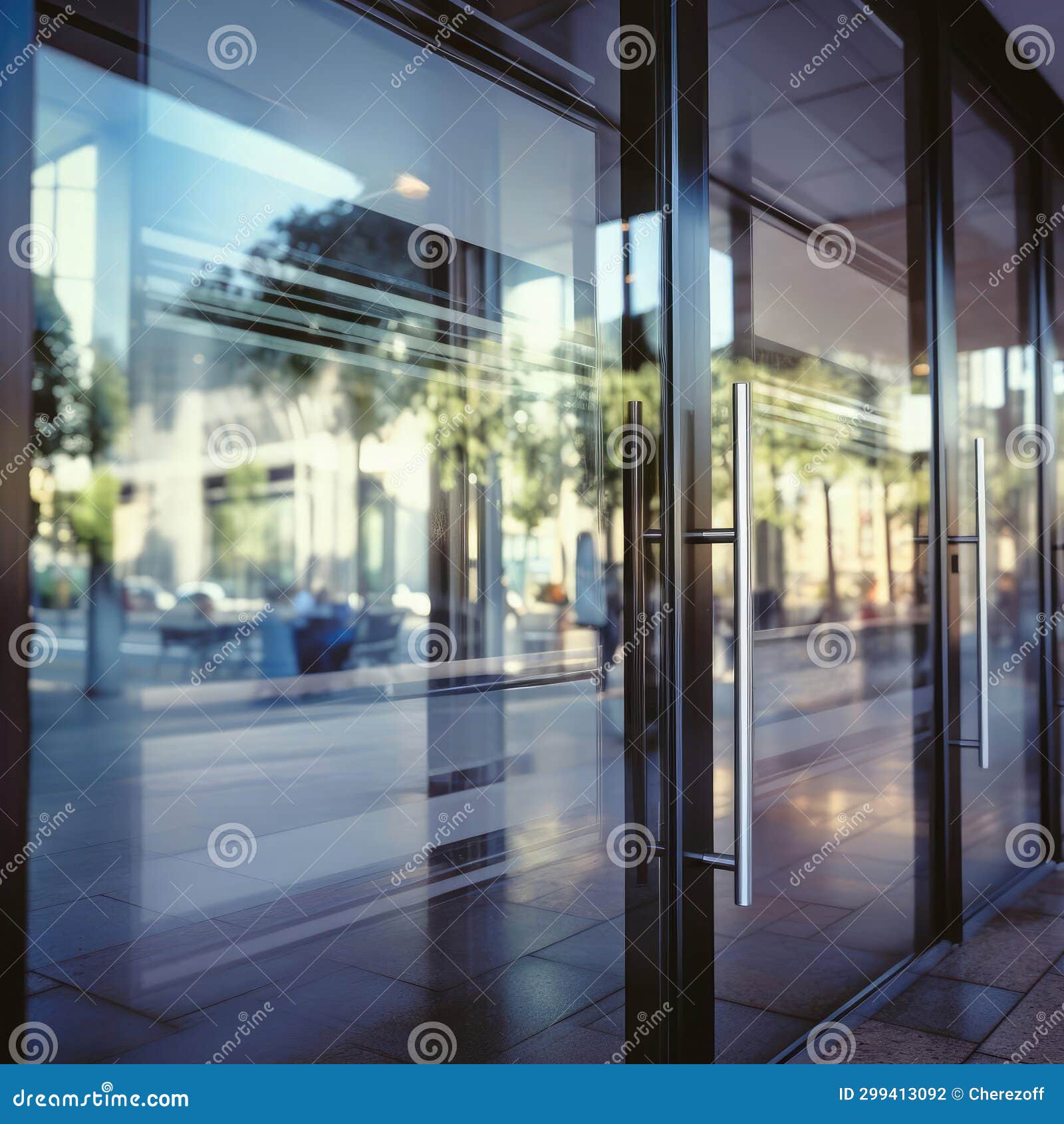 Glass Doors of Office Building Stock Illustration - Illustration of ...