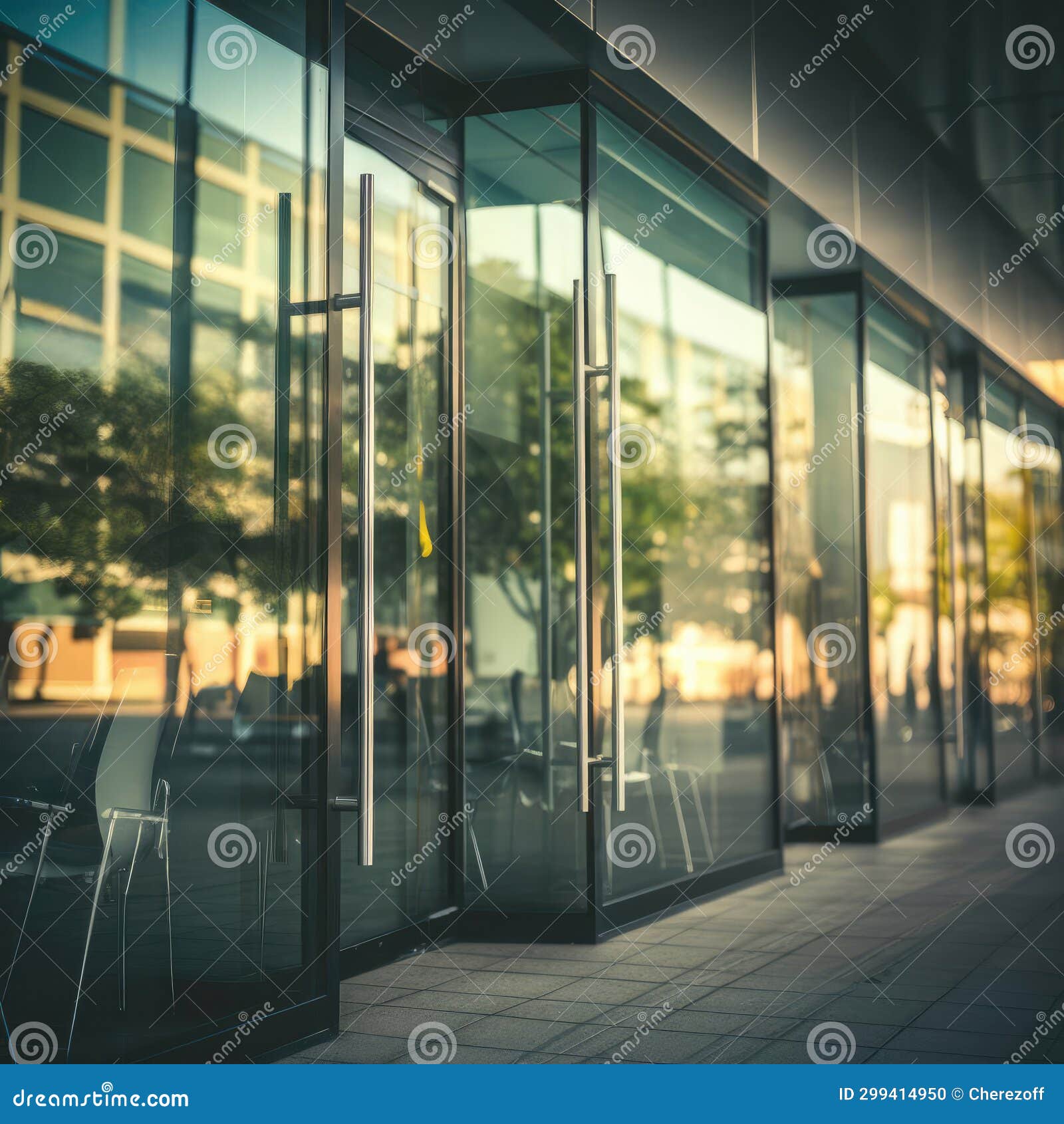 Glass Doors of Office Building Stock Photo - Image of loft, store ...
