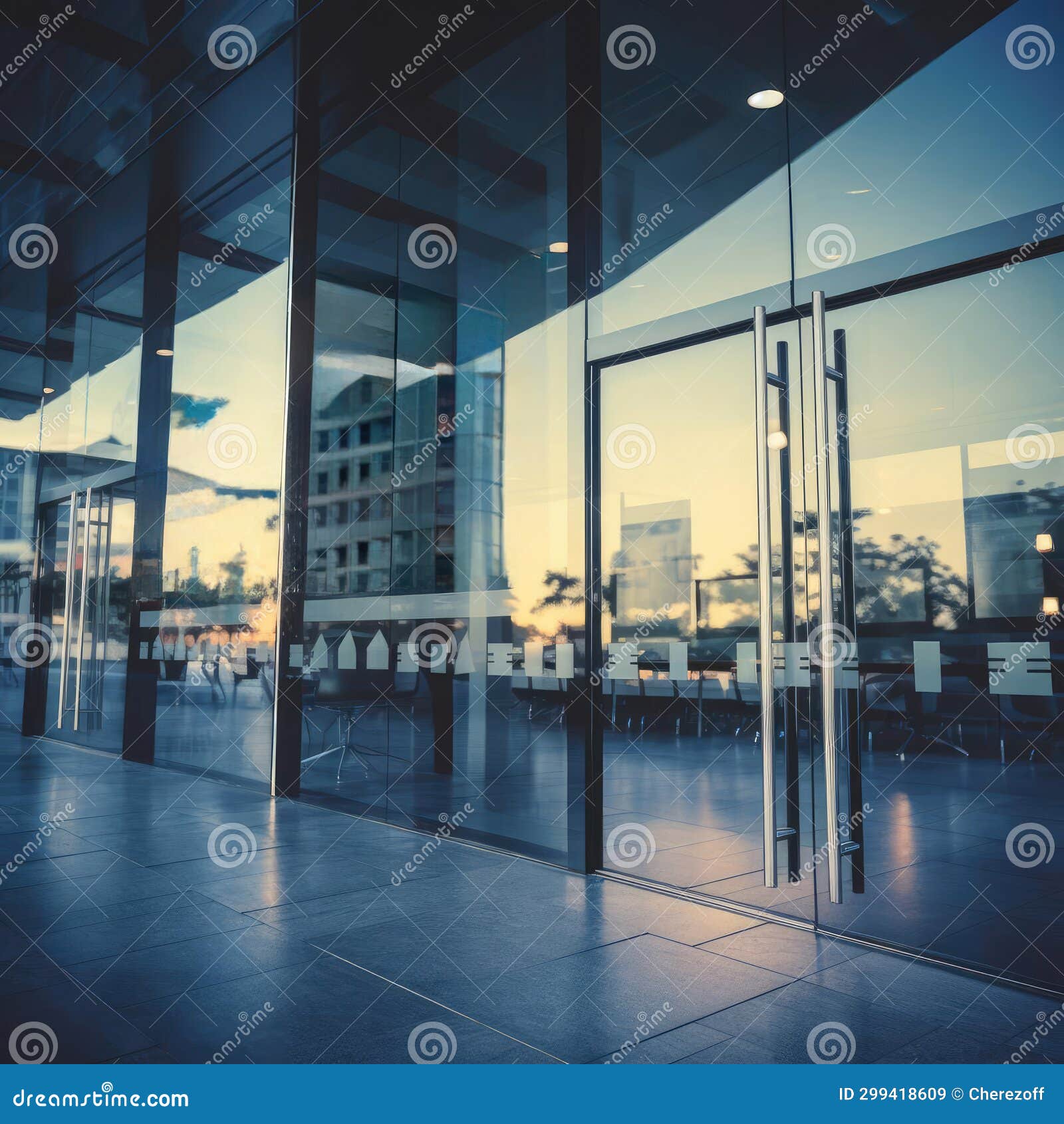 Glass Doors of Office Building Stock Image - Image of concept, room ...