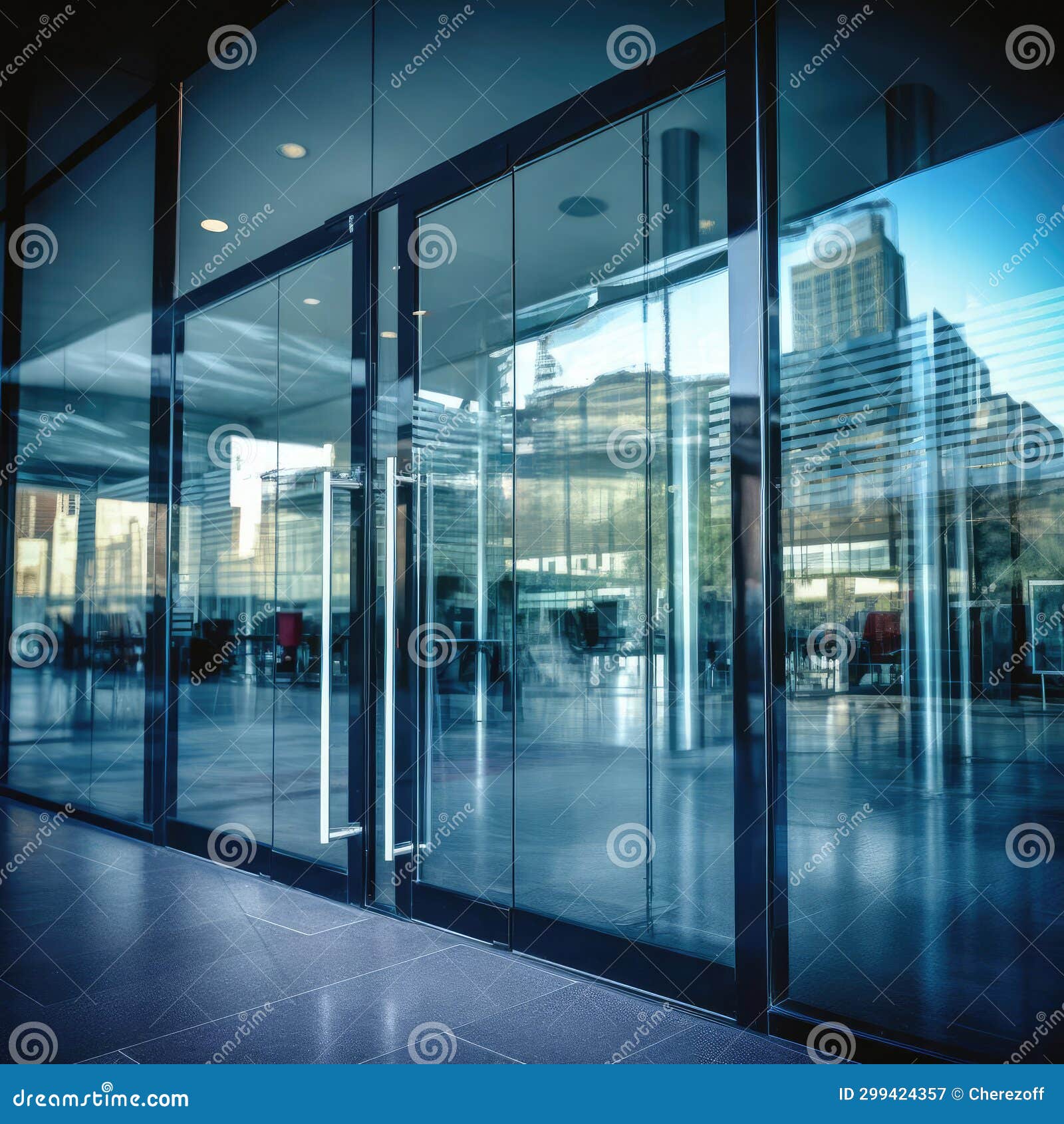 Glass Doors of Office Building Stock Image - Image of background, wall ...