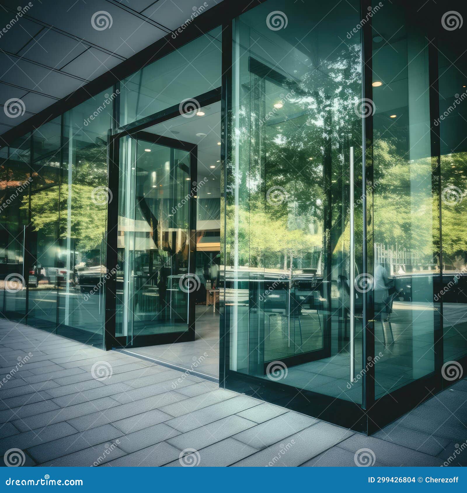 Glass Doors of Office Building Stock Photo - Image of showcase, window ...