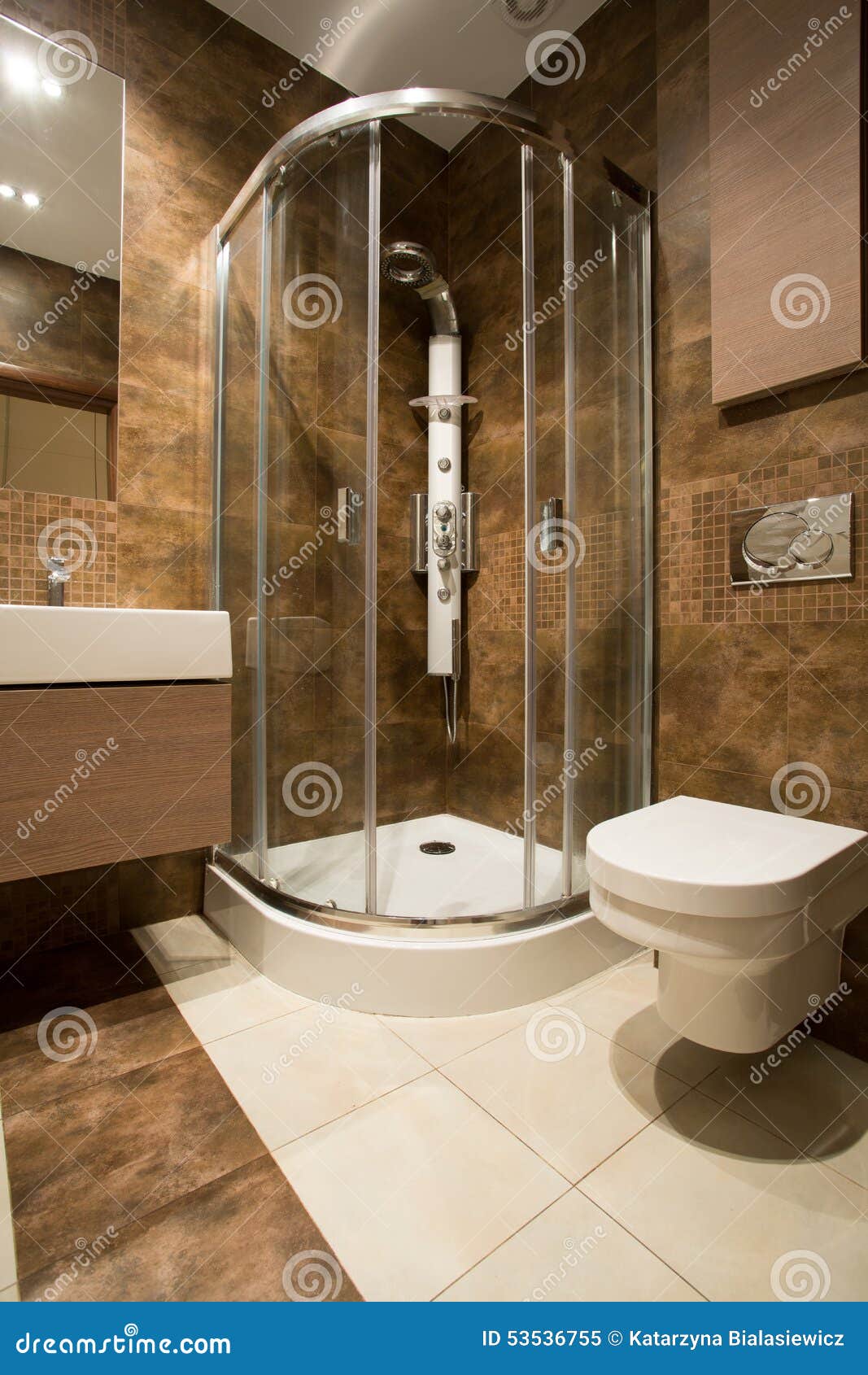 Glass Douche and Ceramic Toilet Stock Image - Image of architecture ...