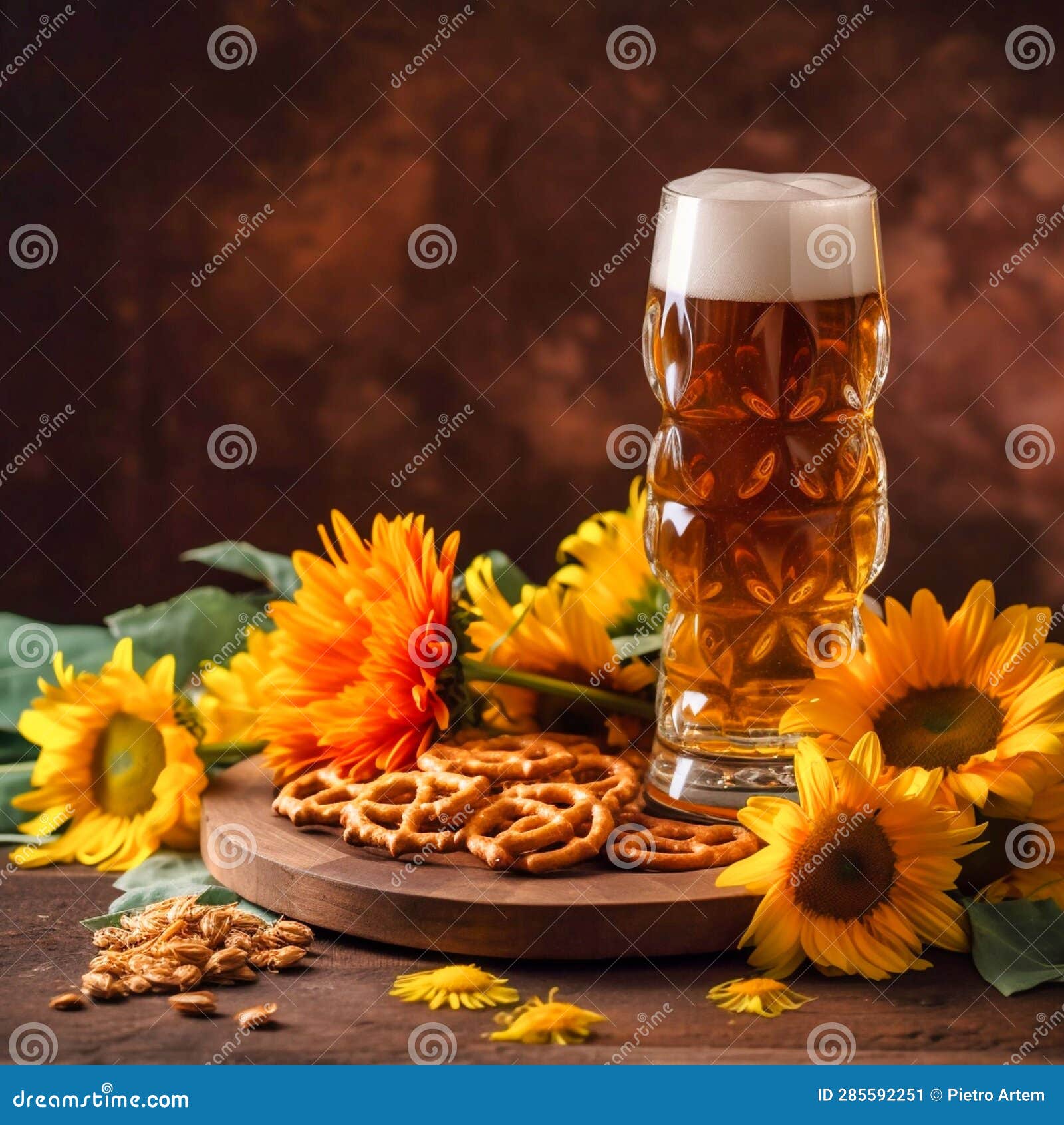 A Glass of Draft Beer with Flower Hops, Generative AI Stock ...