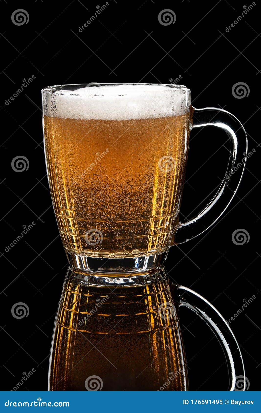 Glass of Draft Lager Beer on Black Table Stock Image - Image of cool ...
