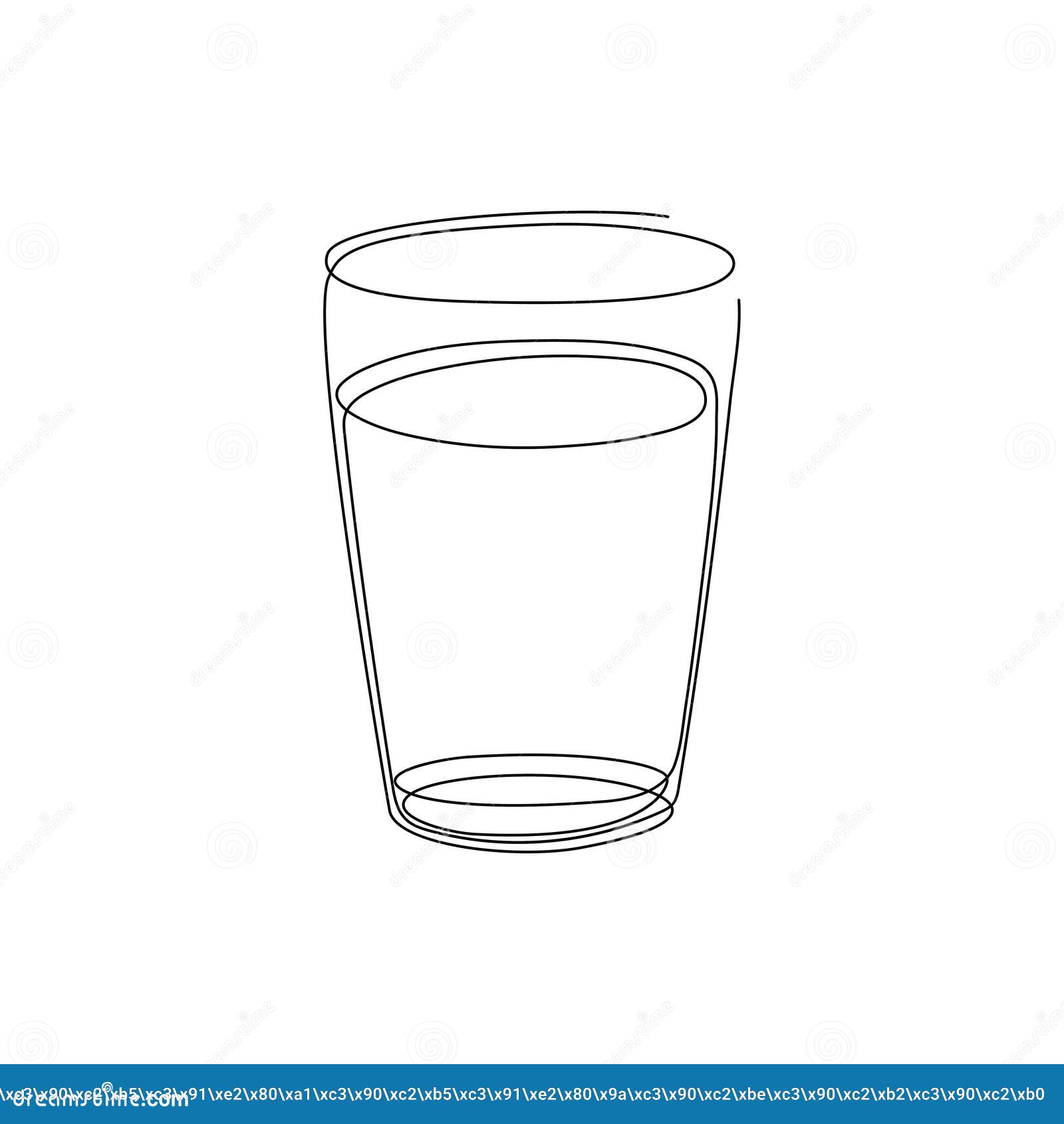 The Glass is Drawn in One Line. Continuous Line. Minimalistic Graphics ...