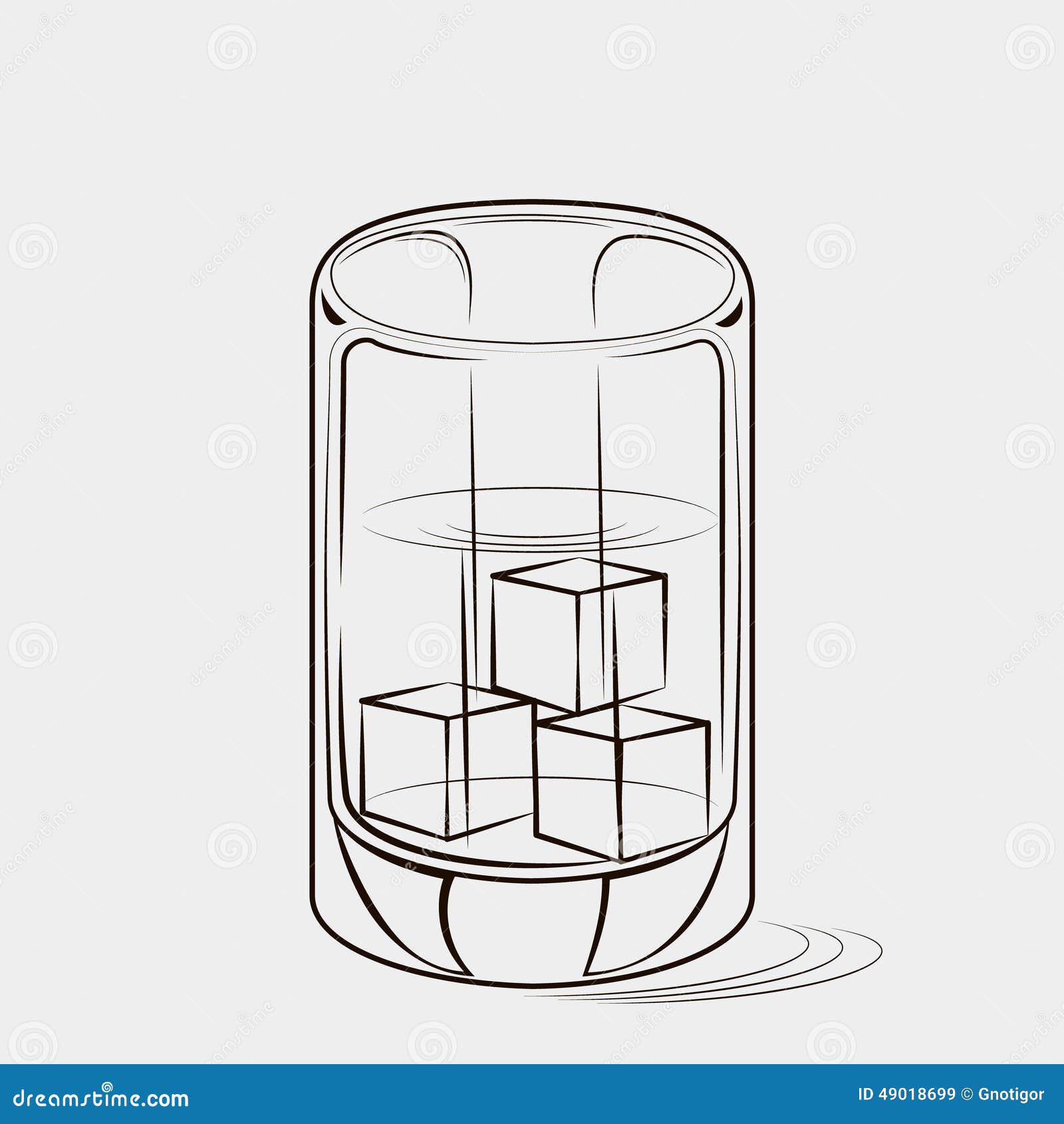 Glass of drink with ice stock vector. Illustration of outline - 49018699