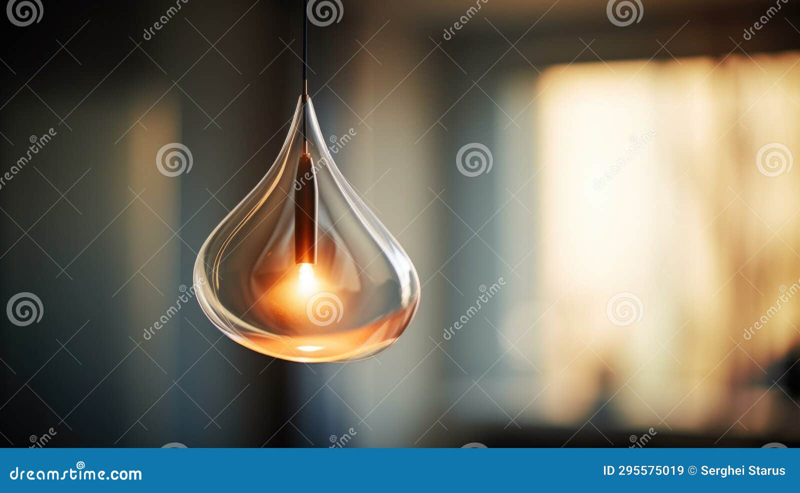 A Glass Drop Light Hanging from a Ceiling, AI Stock Image - Image of ...