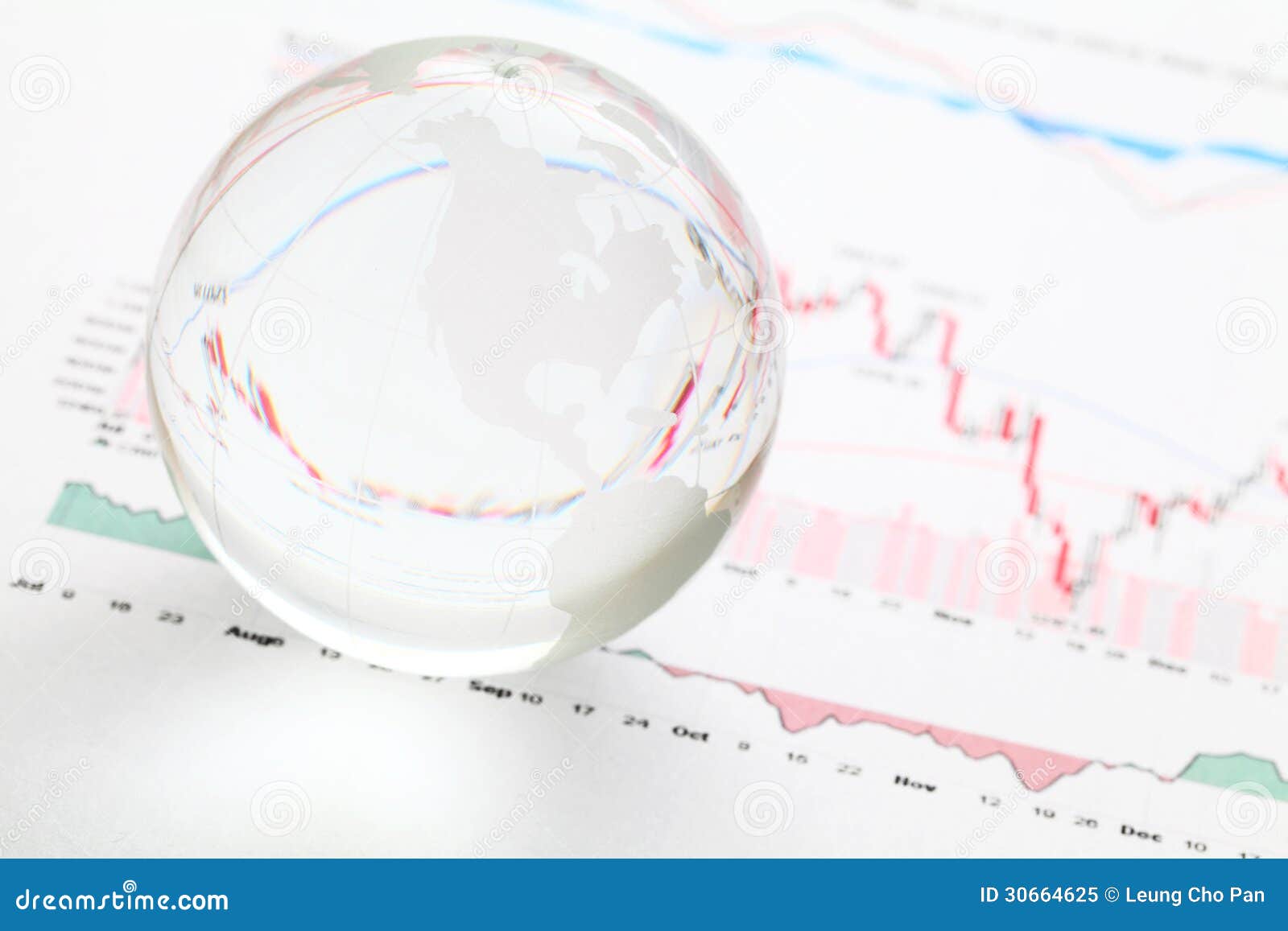 Glass Earth Ball on the Financial Chart Stock Image - Image of exchange ...