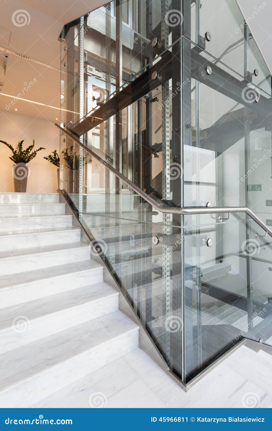 Glass Elevator in Modern Building Stock Image - Image of elegance, door ...
