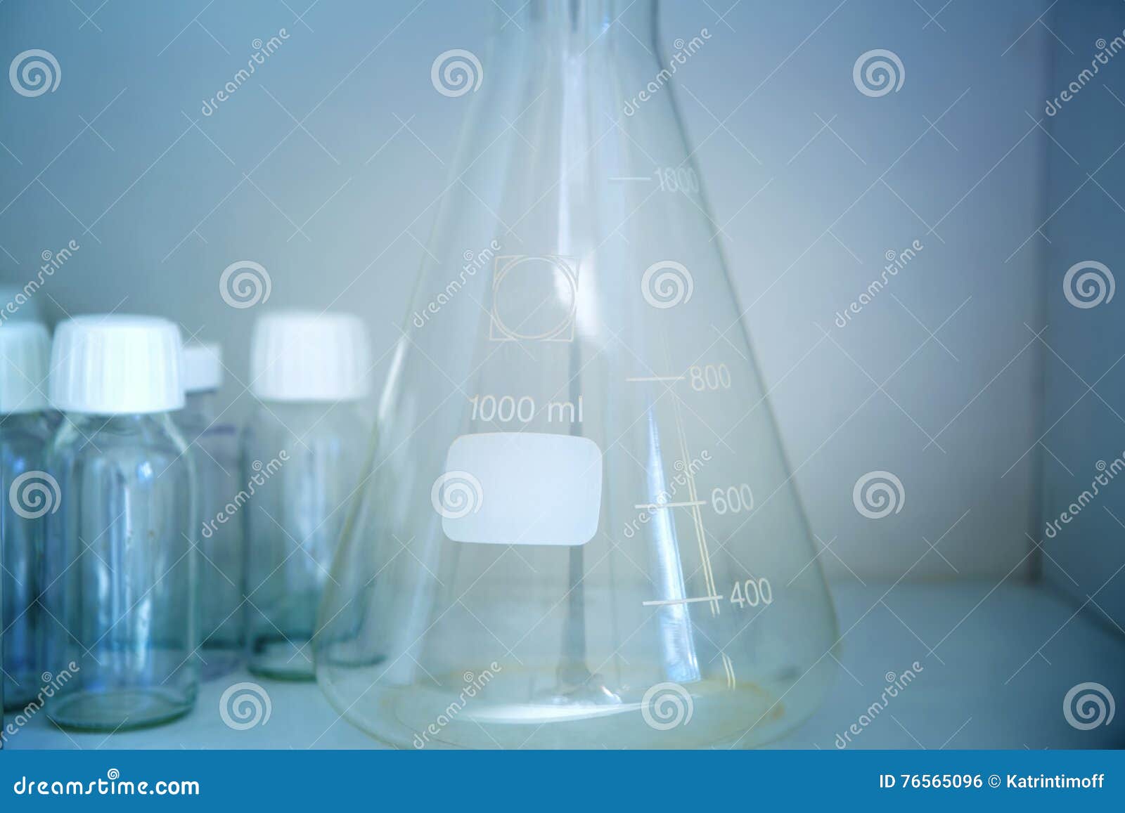 Glass Empty Flask with Jars in Laboratory. Stock Photo - Image of ...